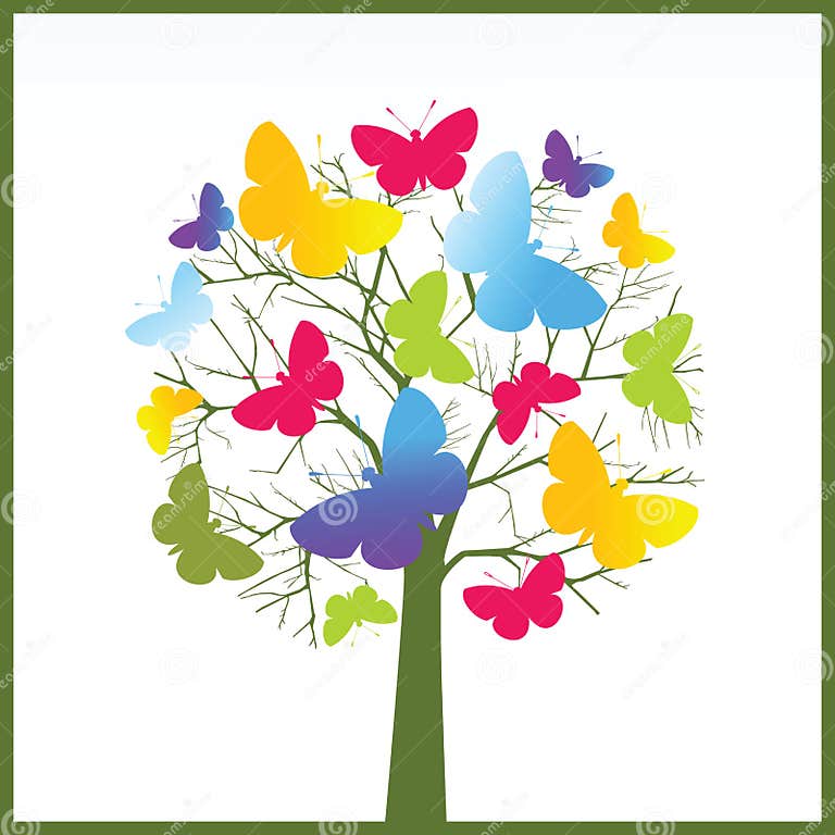 Butterfly tree stock vector. Illustration of colorful - 11805504