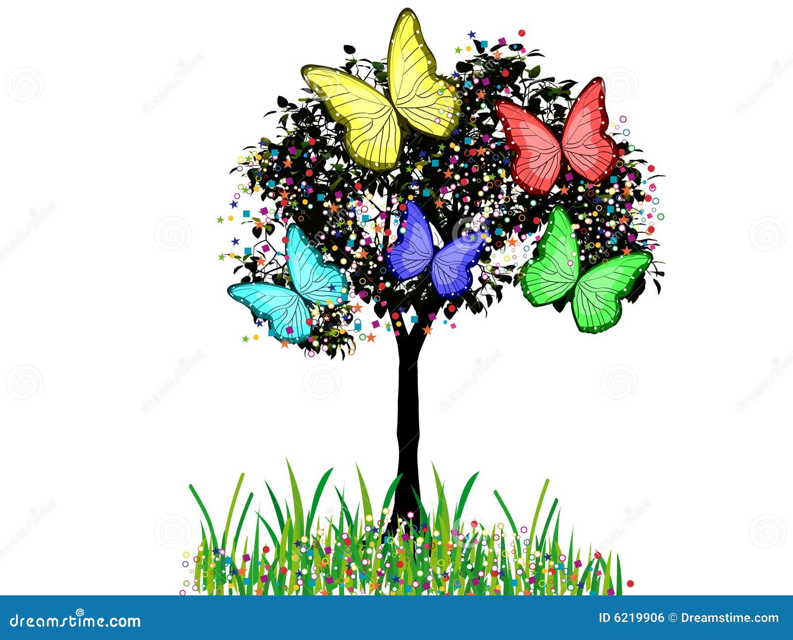 Butterfly tree stock illustration. Illustration of decoration - 6219906