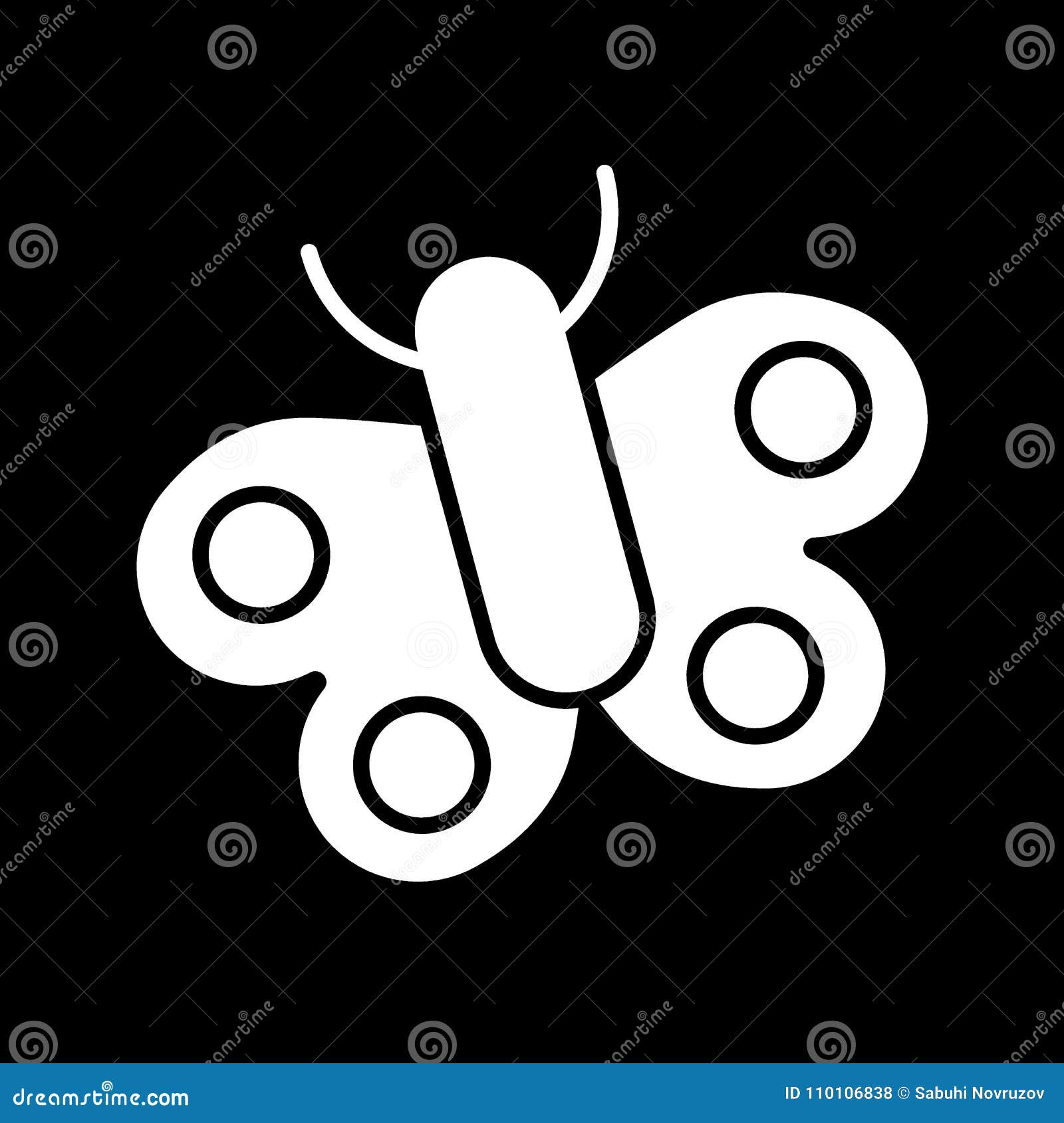 Butterfly Vector Icon on Black Background. Solid Design Stock Vector ...