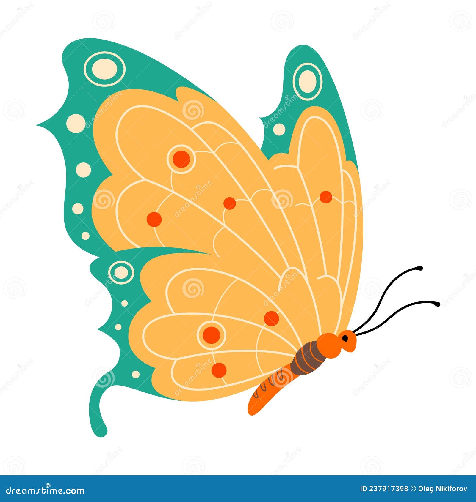 Butterfly Vector Illustration Clipart. Cute Butterfly Isolated Stock ...
