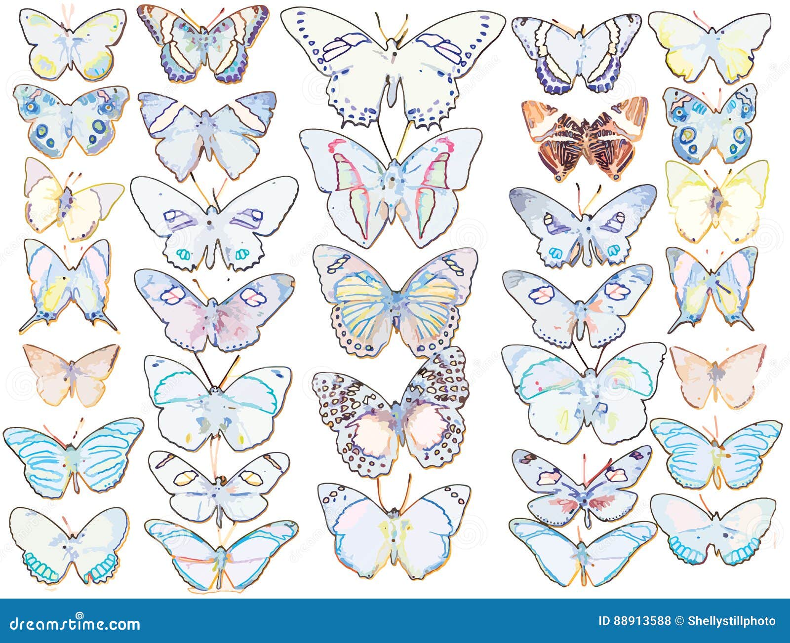 Butterfly Vectors on White Background Stock Vector - Illustration of ...