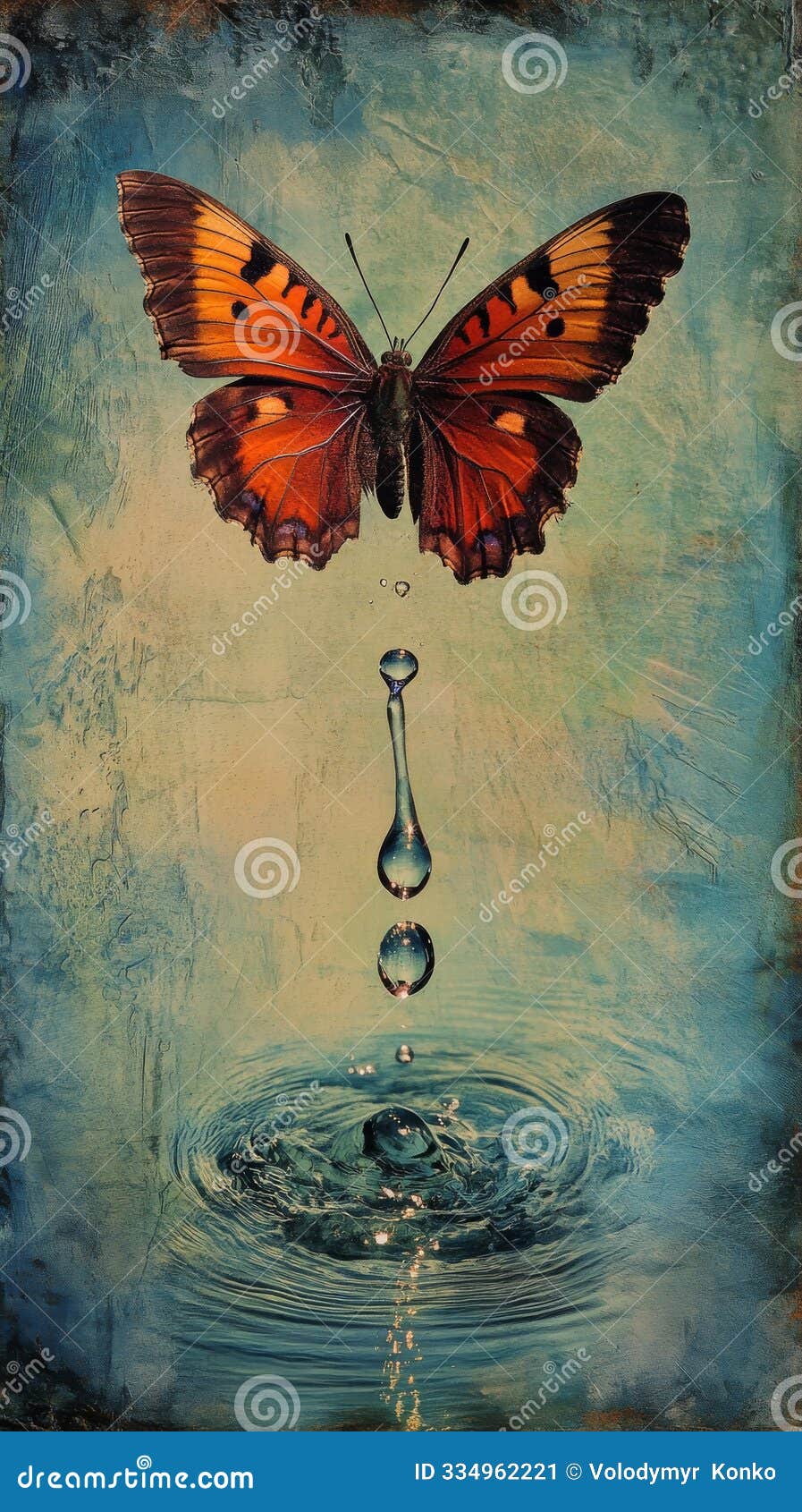 Butterfly with Water Droplets on Textured Background Stock Image ...