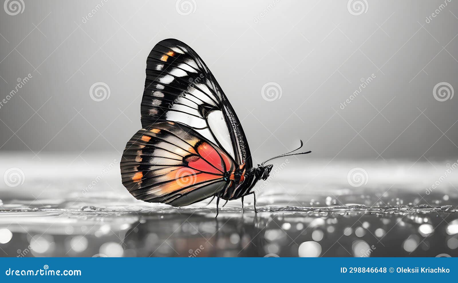 Butterfly on the Water. Water Drops and Butterfly. Ecological Clean ...