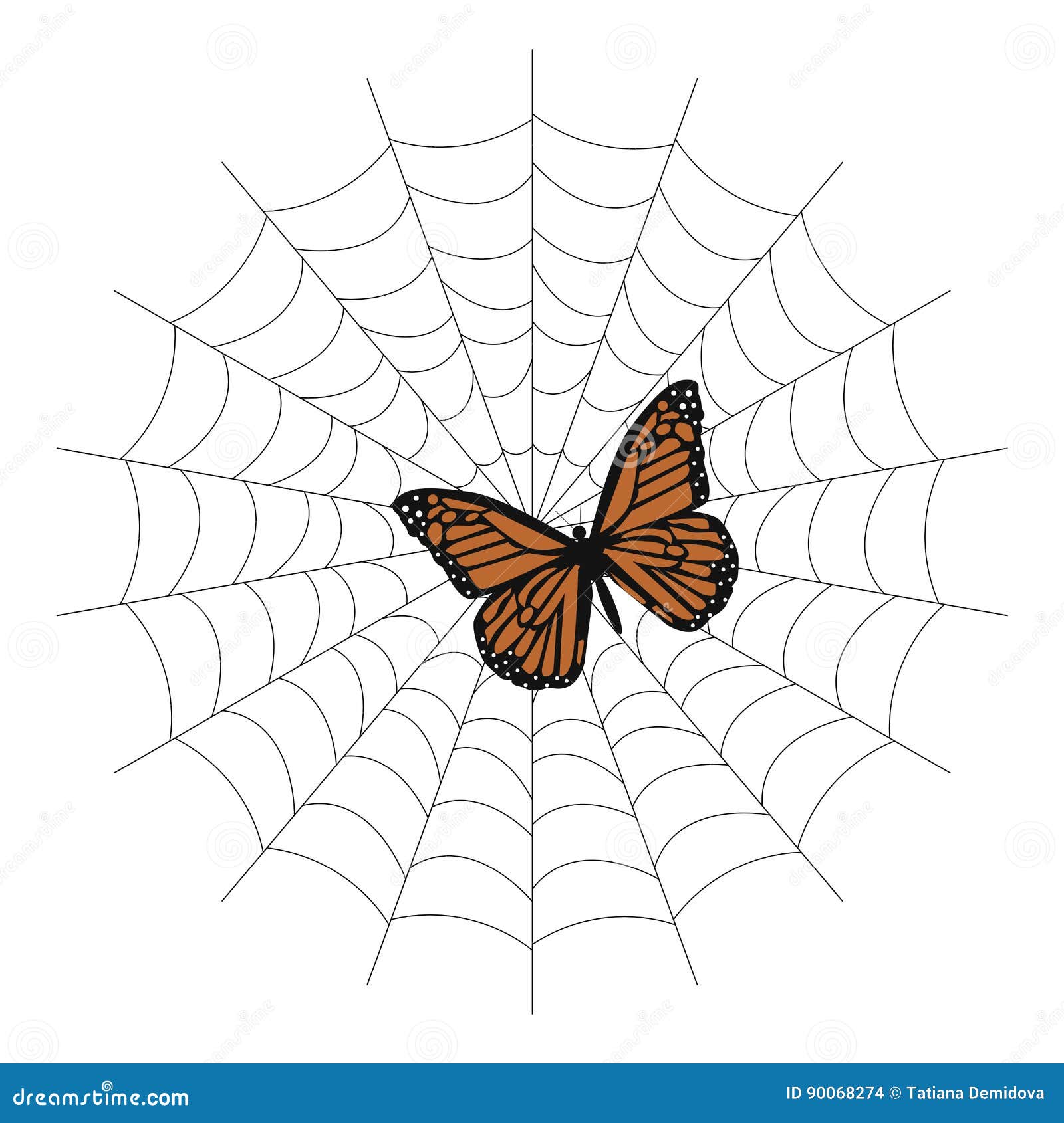 Butterfly in the web. stock vector. Illustration of colored - 90068274