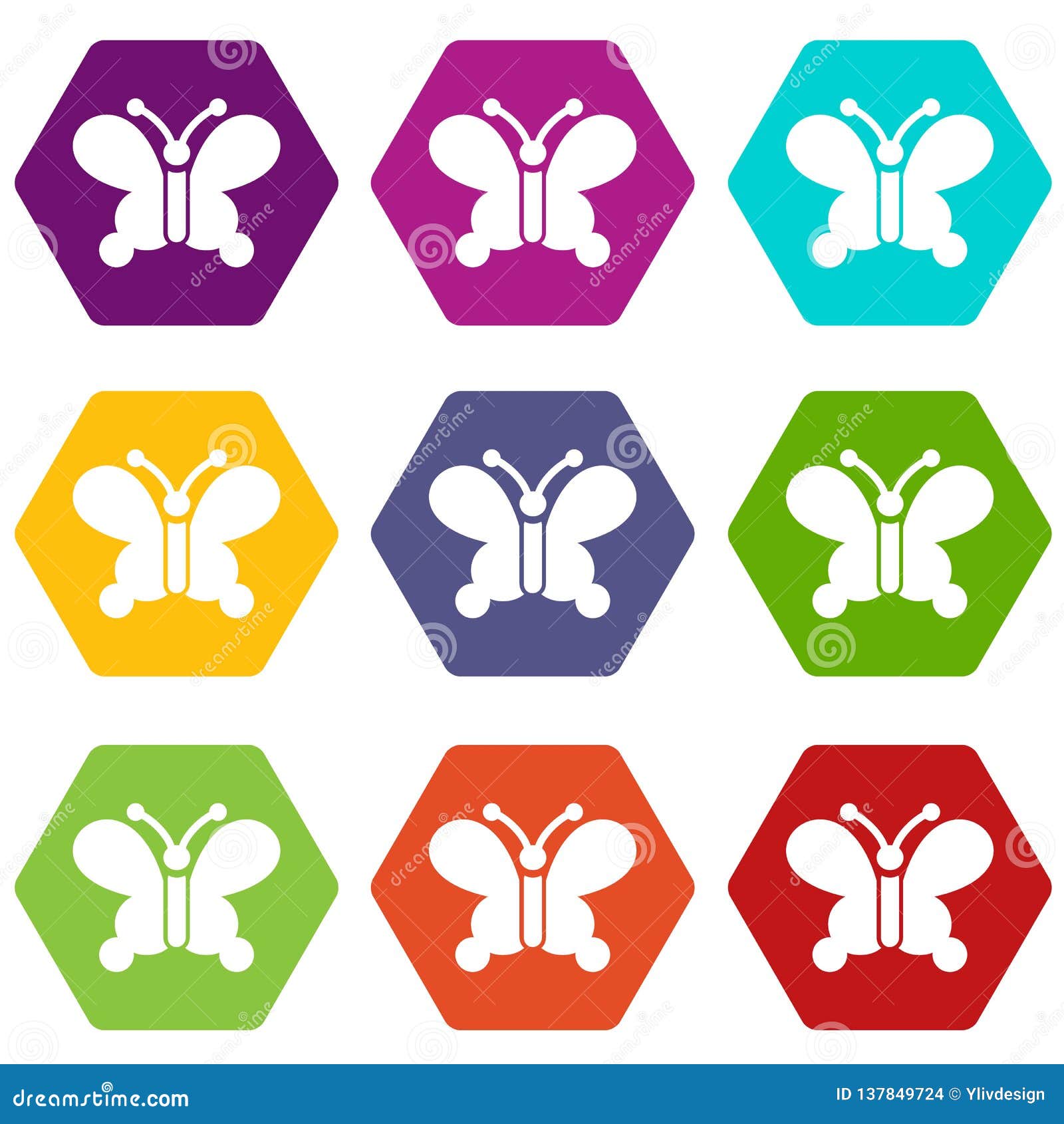 Butterfly Wing Patterns Icons Set 9 Vector Stock Vector - Illustration ...
