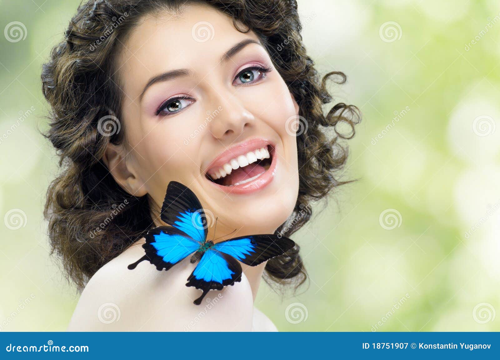 Butterfly woman stock image. Image of portrait, elegance - 18751907