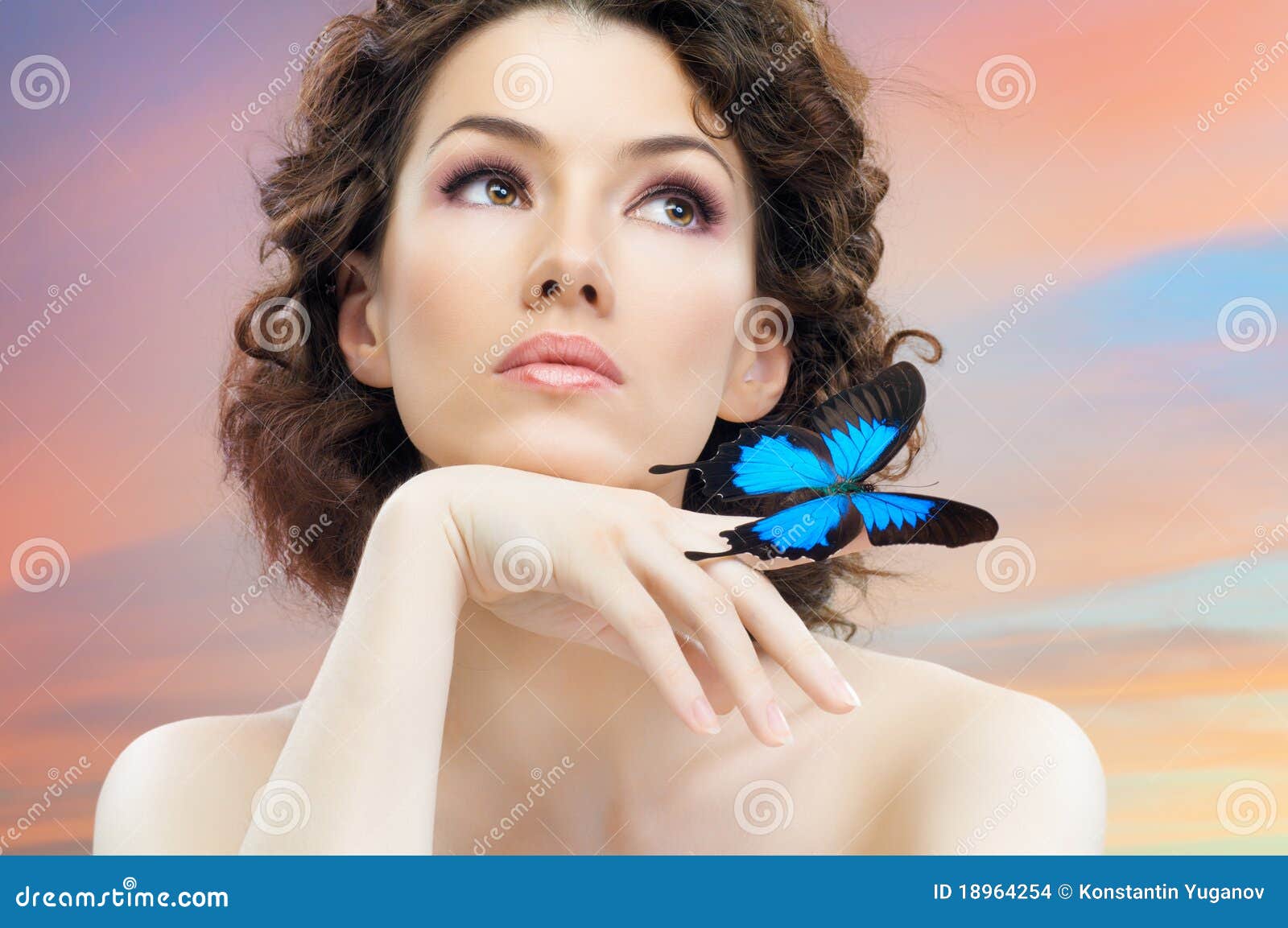 Butterfly woman stock photo. Image of head, shoulder - 18964254