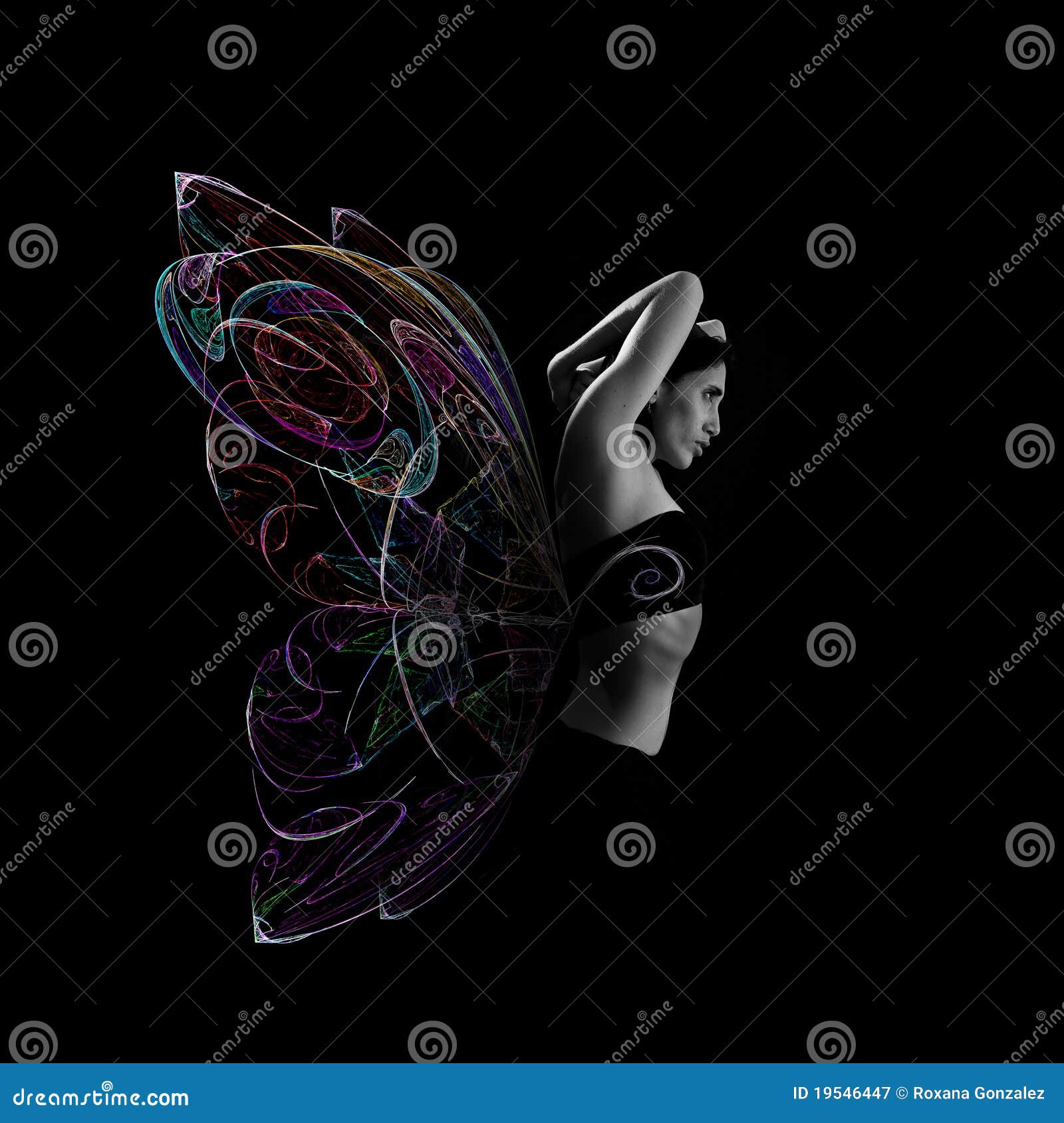 Butterfly woman stock image. Image of portrait, girl - 19546447