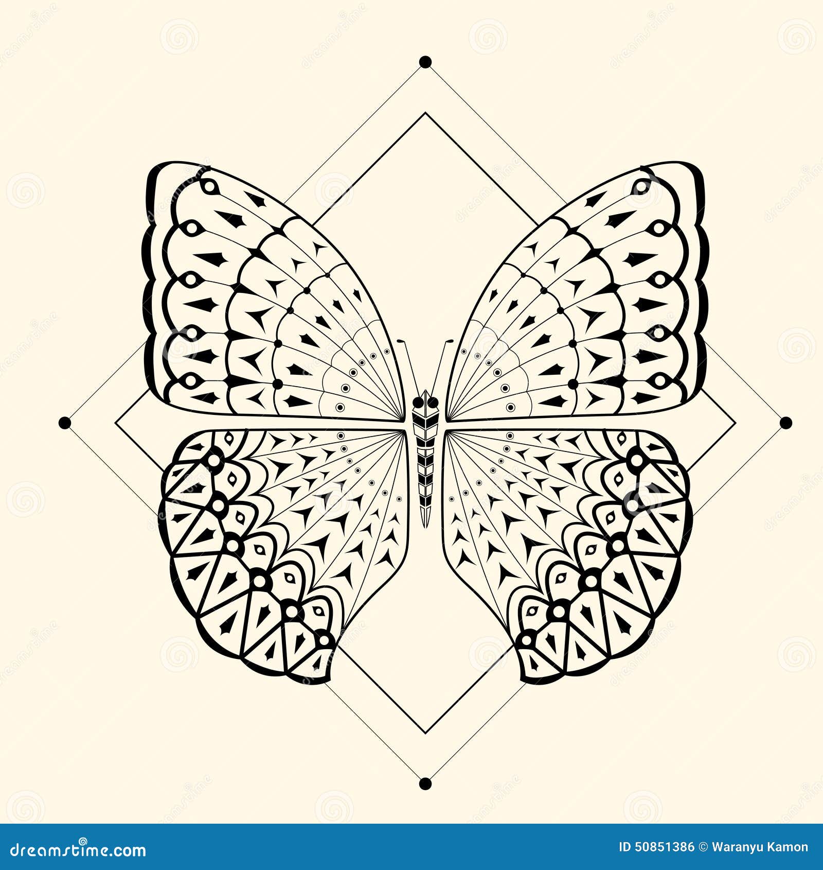 Butterfly zentangle 2 stock vector. Illustration of decorative - 50851386