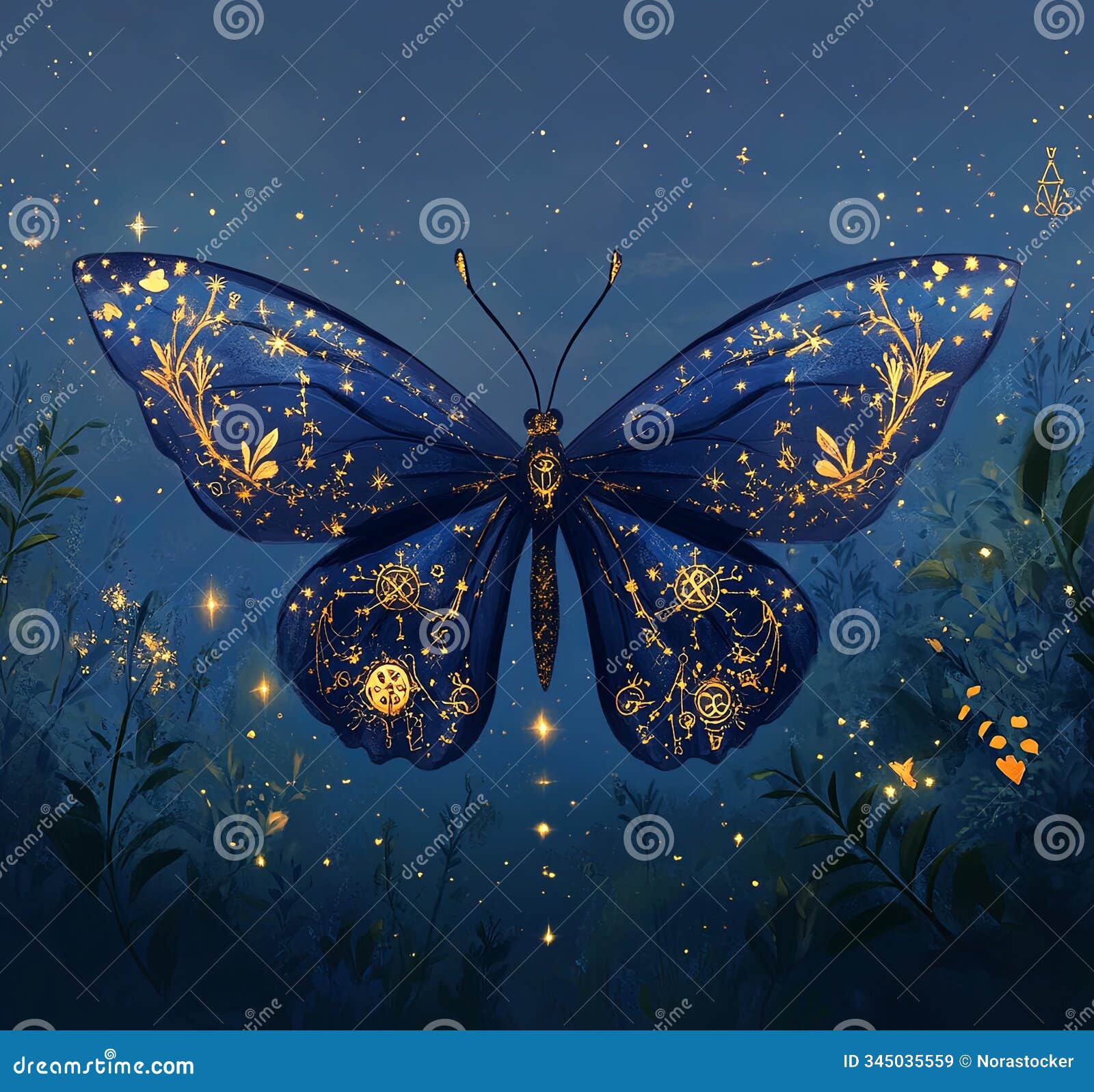 Butterfly with Zodiac Symbols a Butterfly with Deep Indigo Quality ...