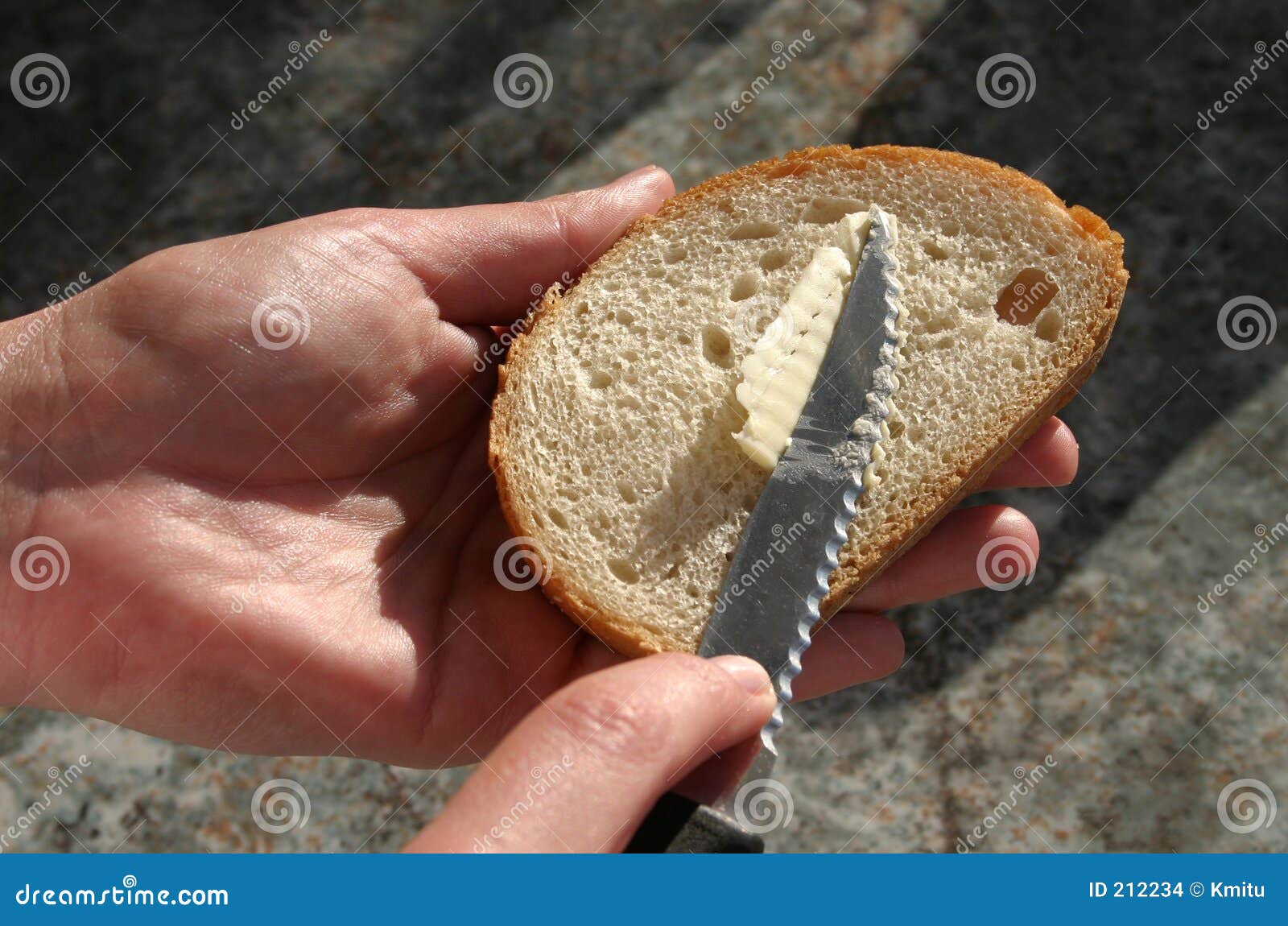 Buttering bread stock photo. Image of enegry, knife, hand - 212234