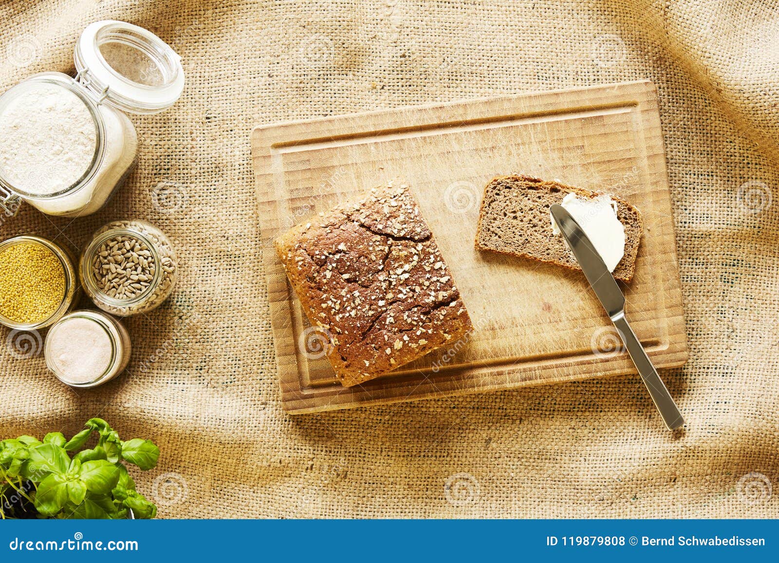 Buttering a Slice of Bread Vivid Kitchen Scene Stock Photo - Image of ...