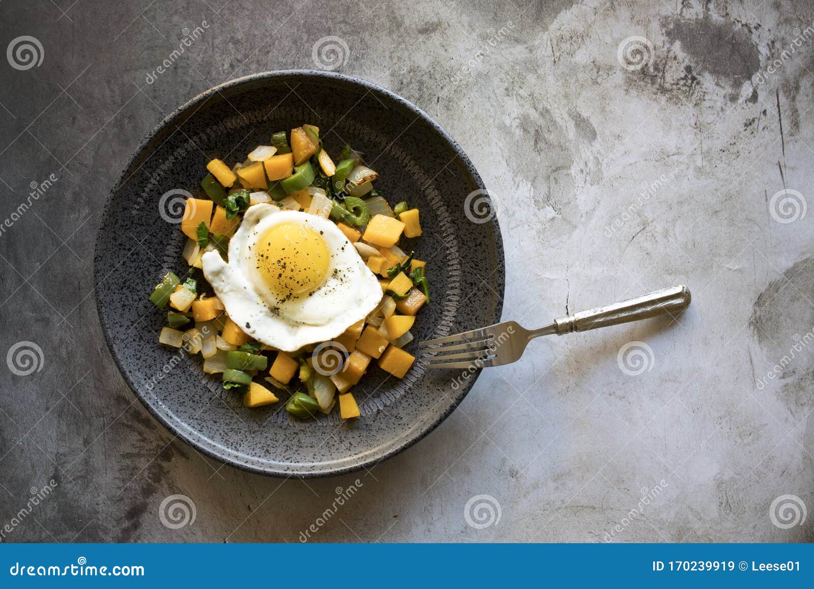 Butternut Squash Hash with a Fried Egg Stock Image - Image of squash ...