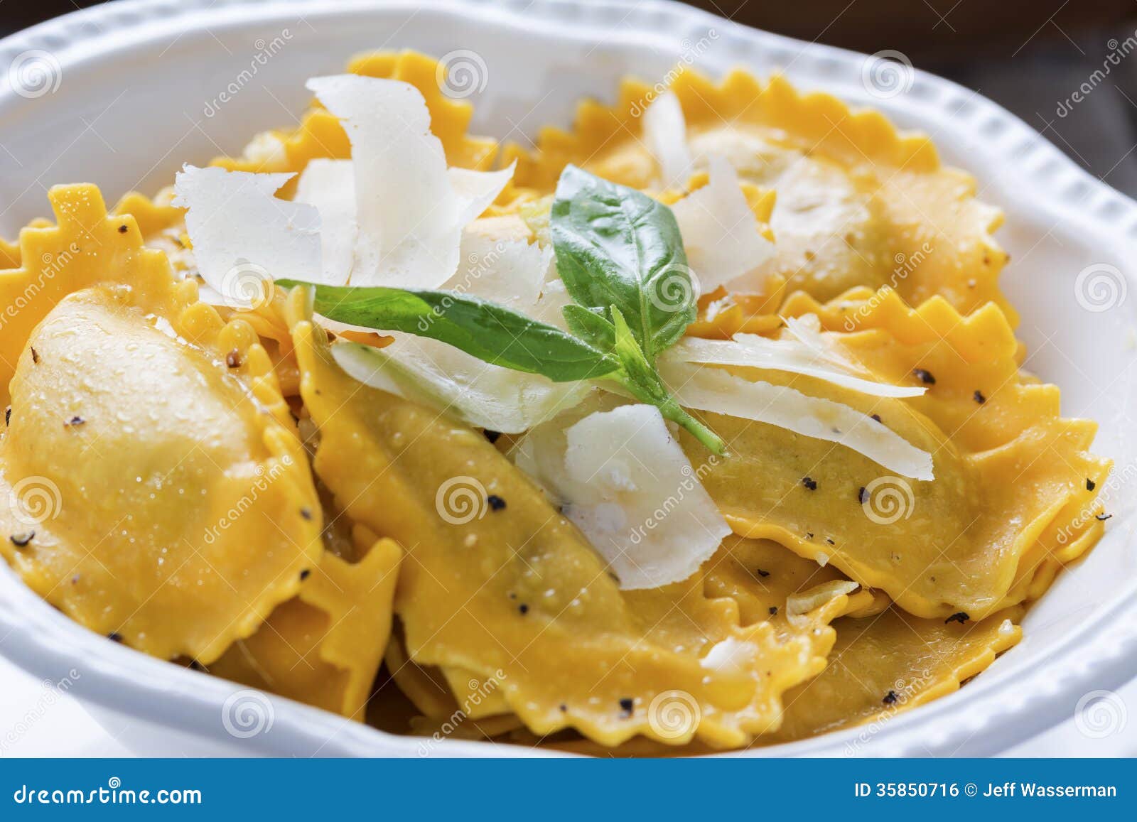 Butternut Squash Mezzaluna Ravioli Stock Photo - Image of squash, food ...