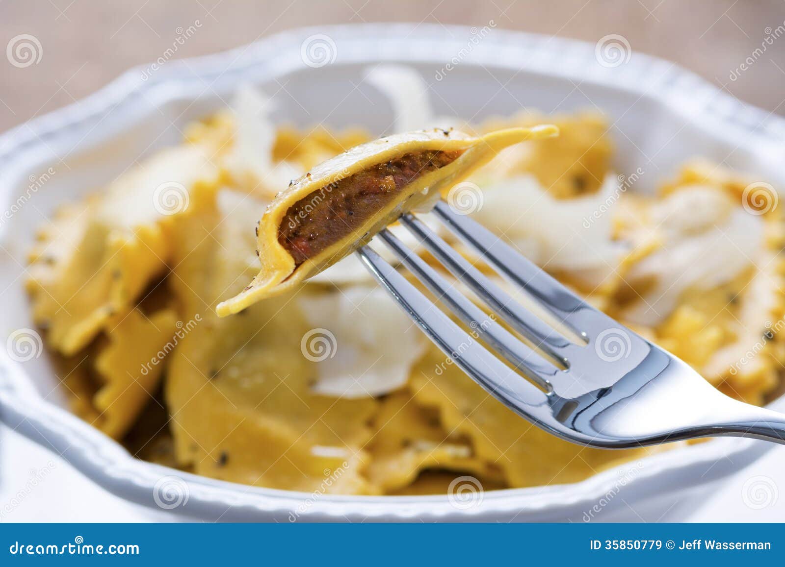 Butternut Squash Mezzaluna Ravioli Stock Image - Image of noodles ...