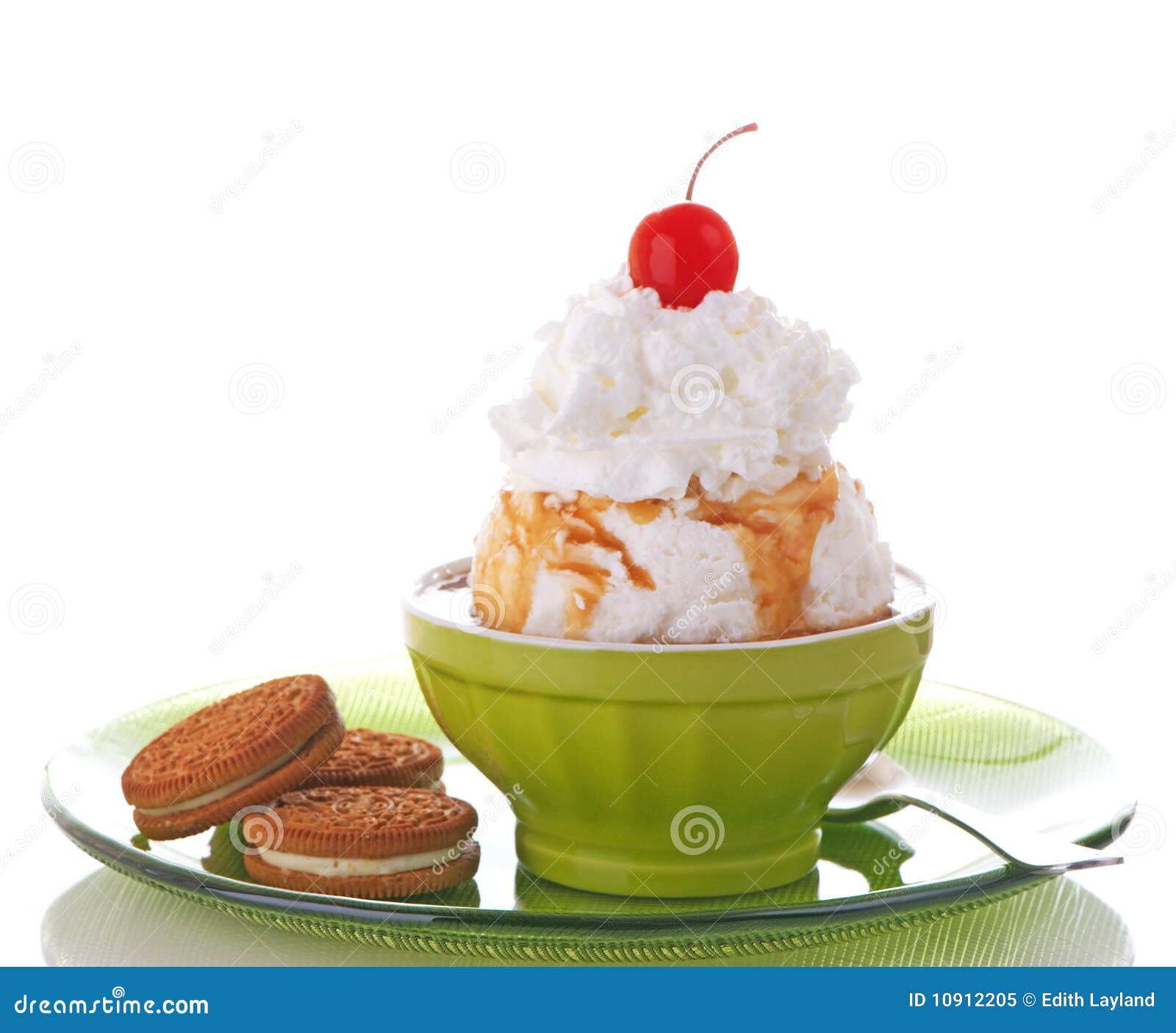 Butterscotch Sundae with Cookies Stock Image - Image of cherry, sundae ...