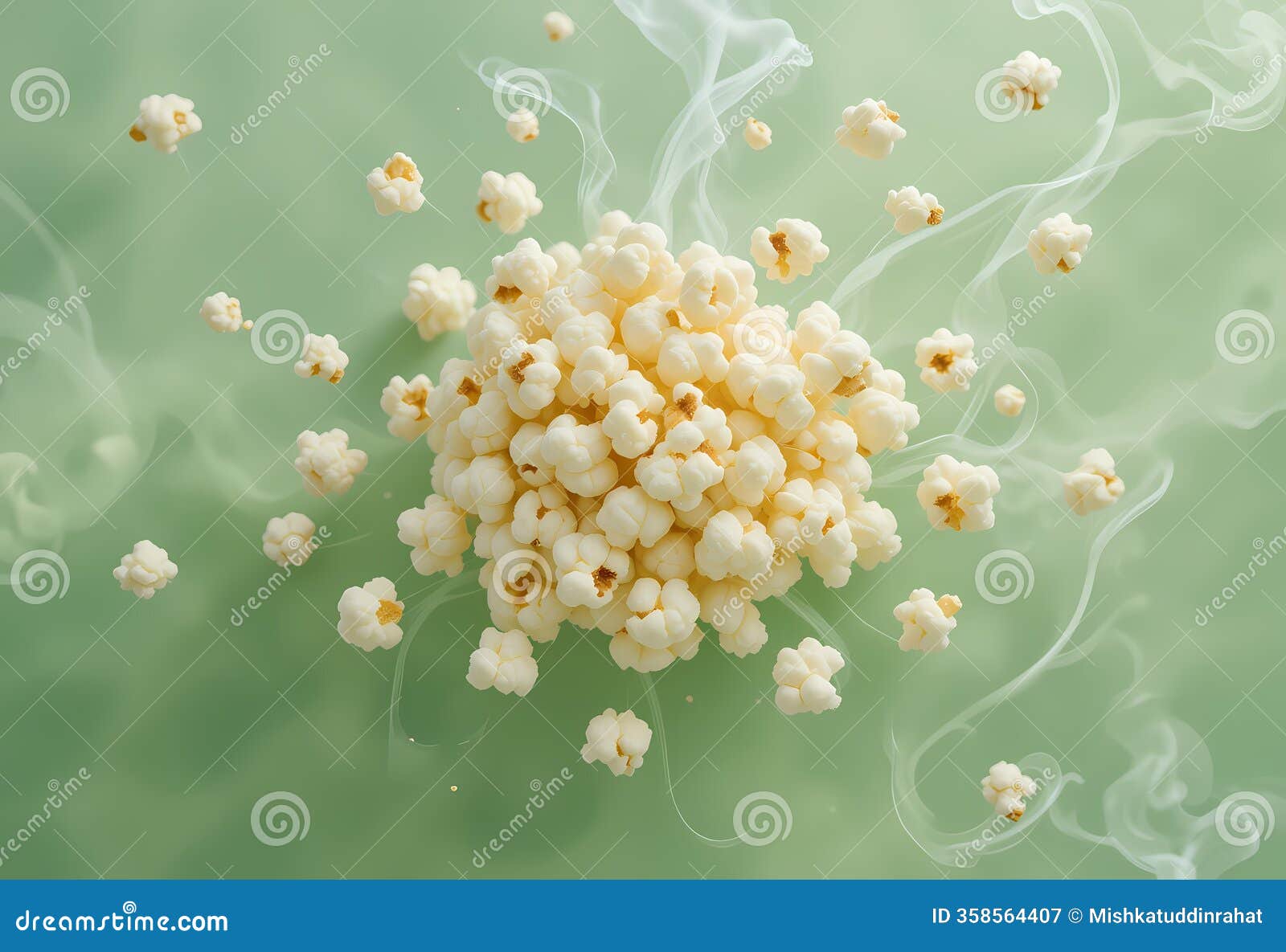 Popcorn Cloud With Flavor And Powder Splash On Black Background Royalty ...
