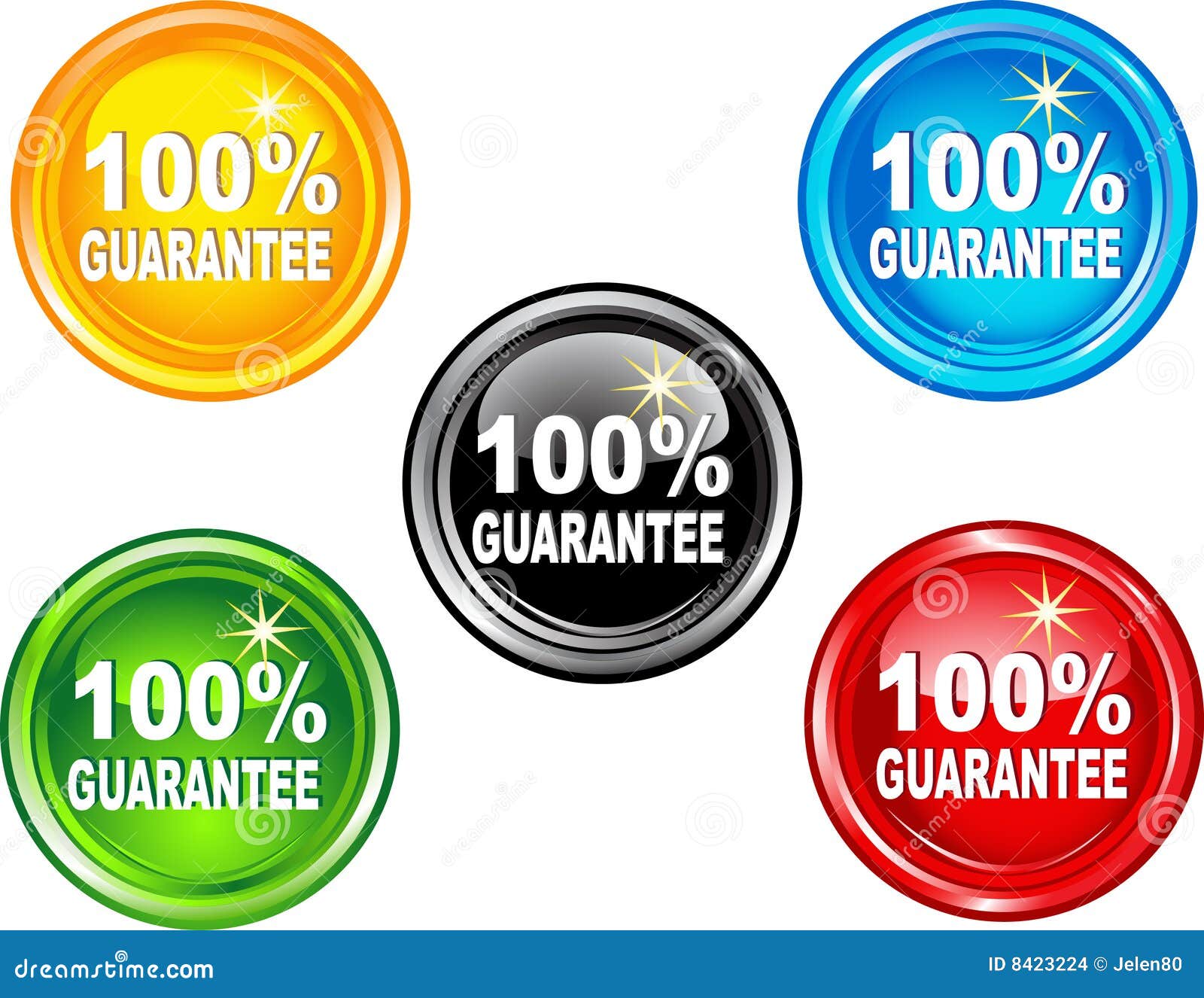 Button 100 guarantee stock vector. Illustration of orange - 8423224