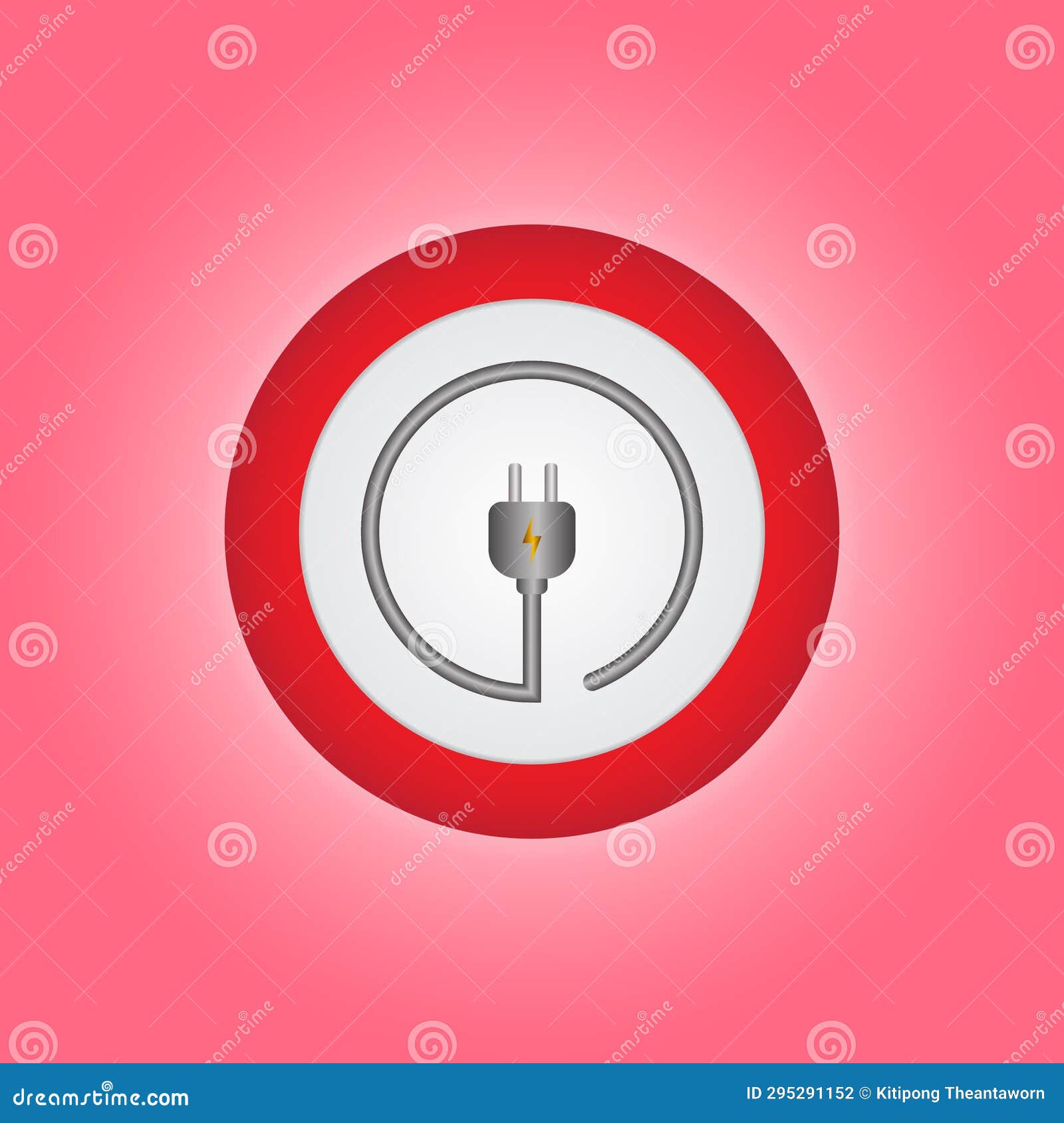 3d Electric Power Charge Charging Energy on Off Push Icon. Lightning ...