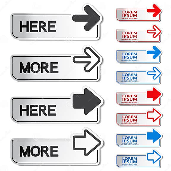 Button with Arrow - Here, More Stickers Stock Vector - Illustration of ...