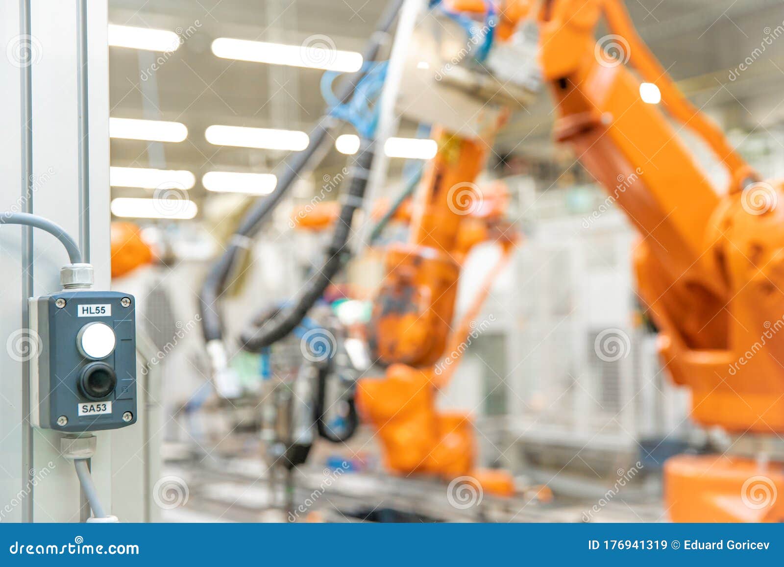 Button for Automatic Cage Opening with Robots for Operator Access Stock ...