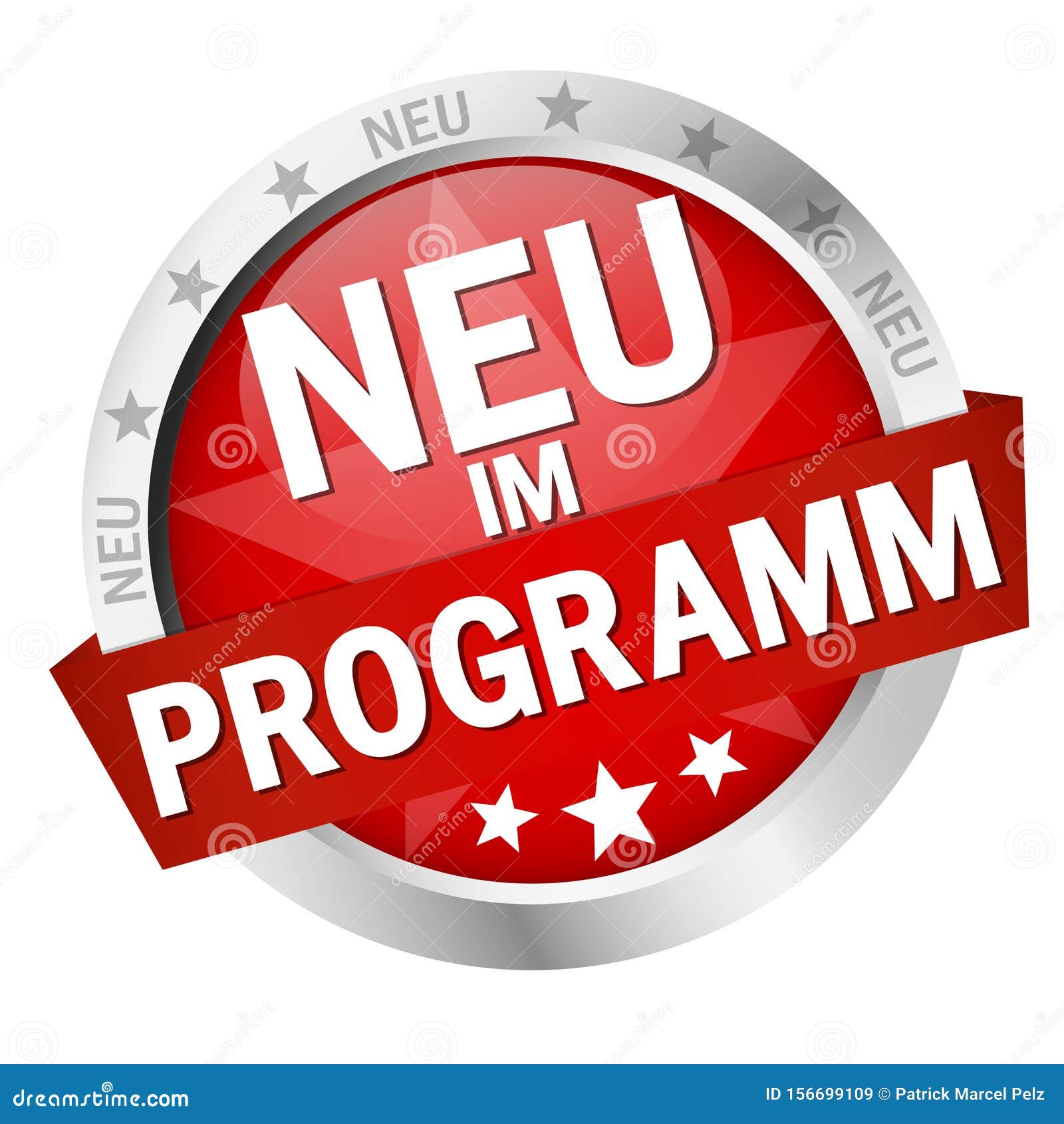 Button with Banner New in Programm (in German Stock Vector ...