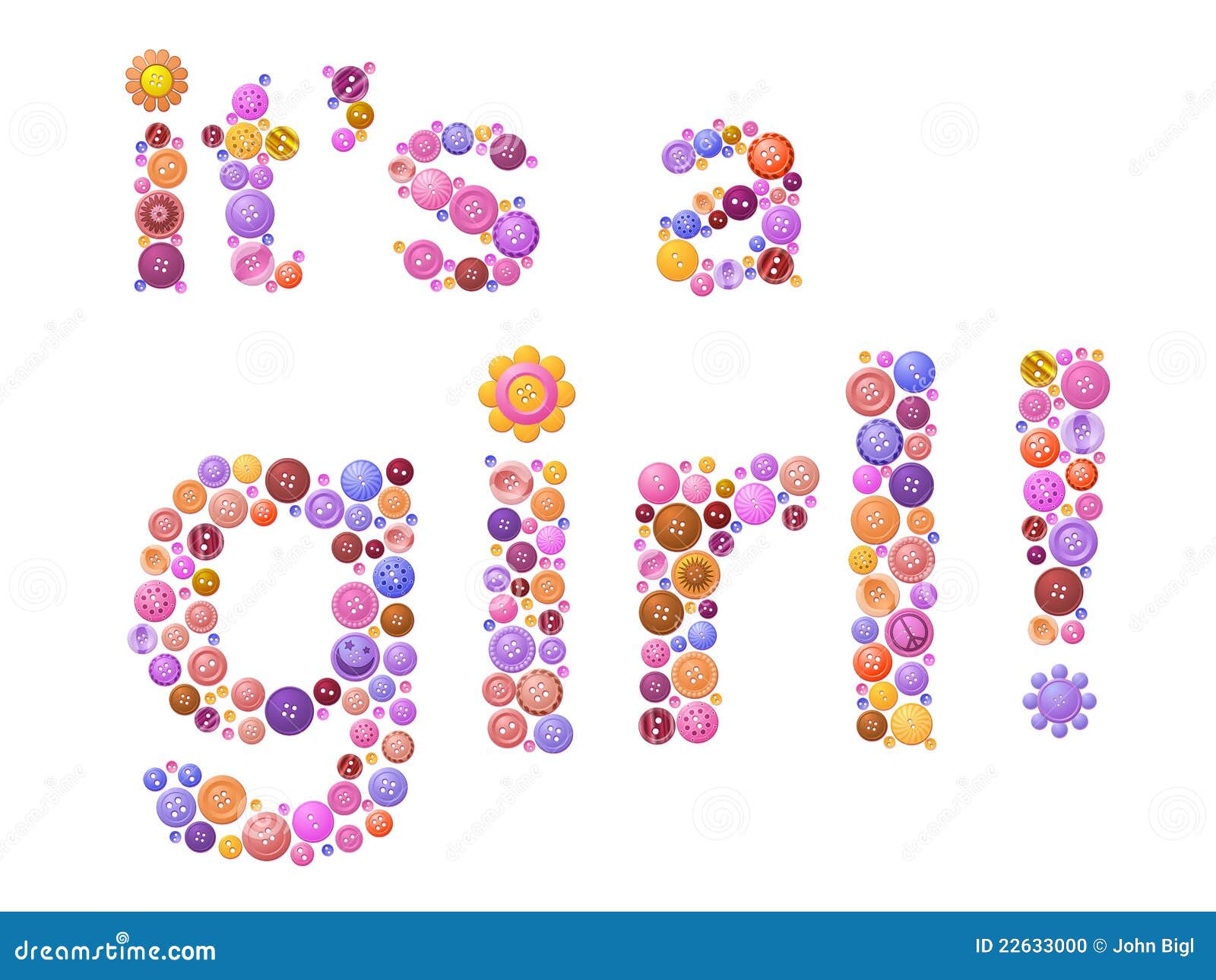 Button Birth Announcment for Girls Stock Vector - Illustration of ...