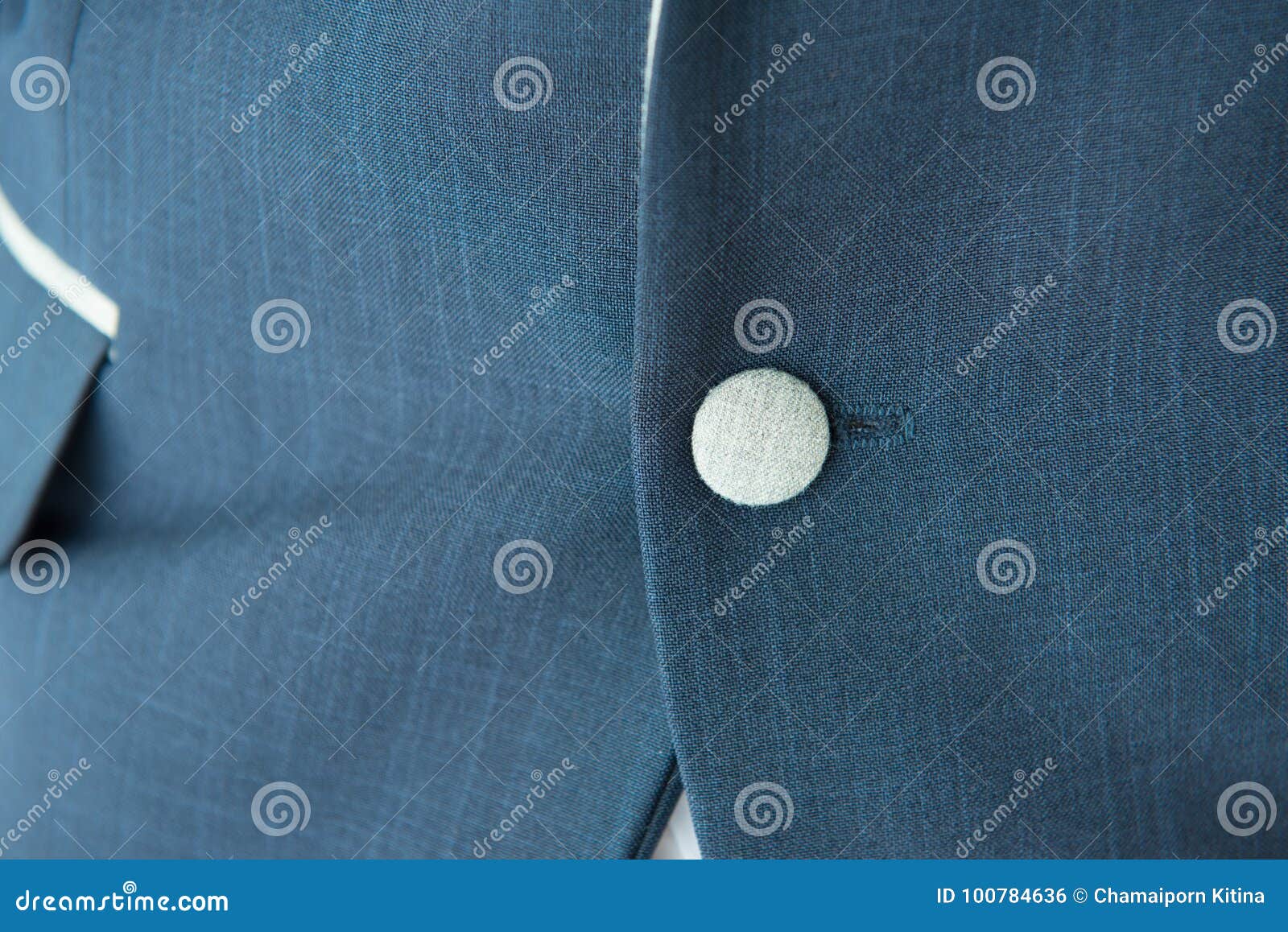 Button of blue suit stock photo. Image of handkerchief - 100784636