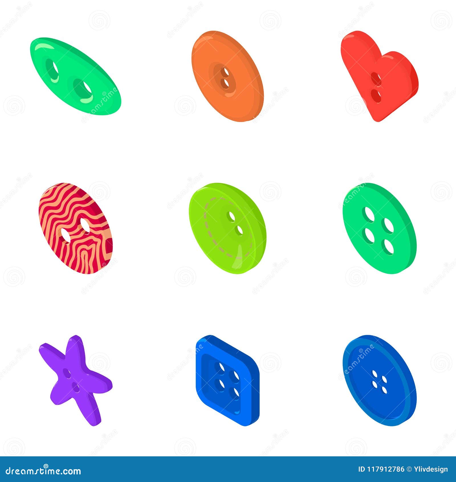 Button Bright Icons Set, Isometric Style Stock Vector - Illustration of ...