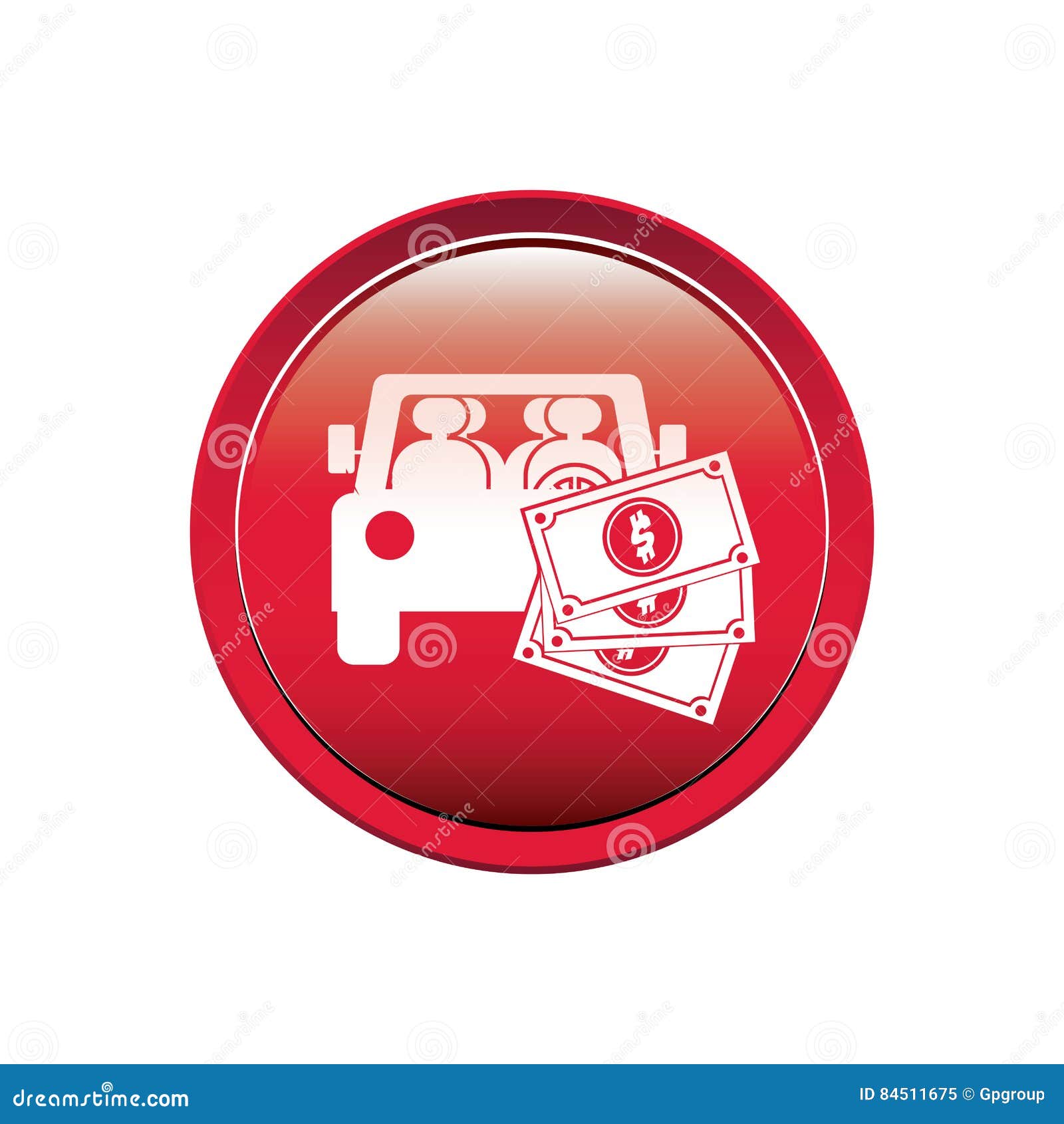Button with car and bills stock vector. Illustration of mirrors - 84511675
