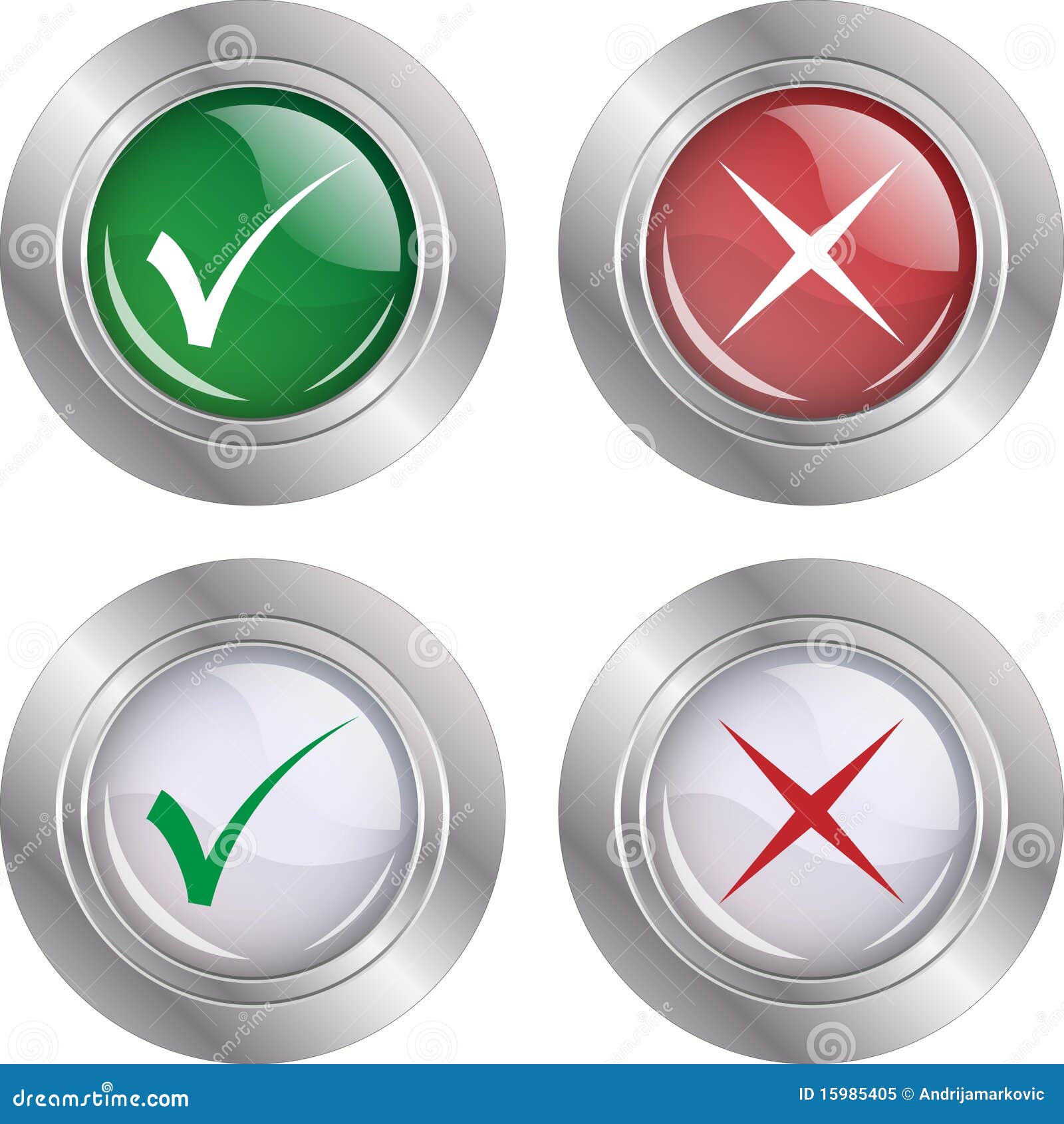 Button Check mark-Cancel stock vector. Illustration of green - 15985405