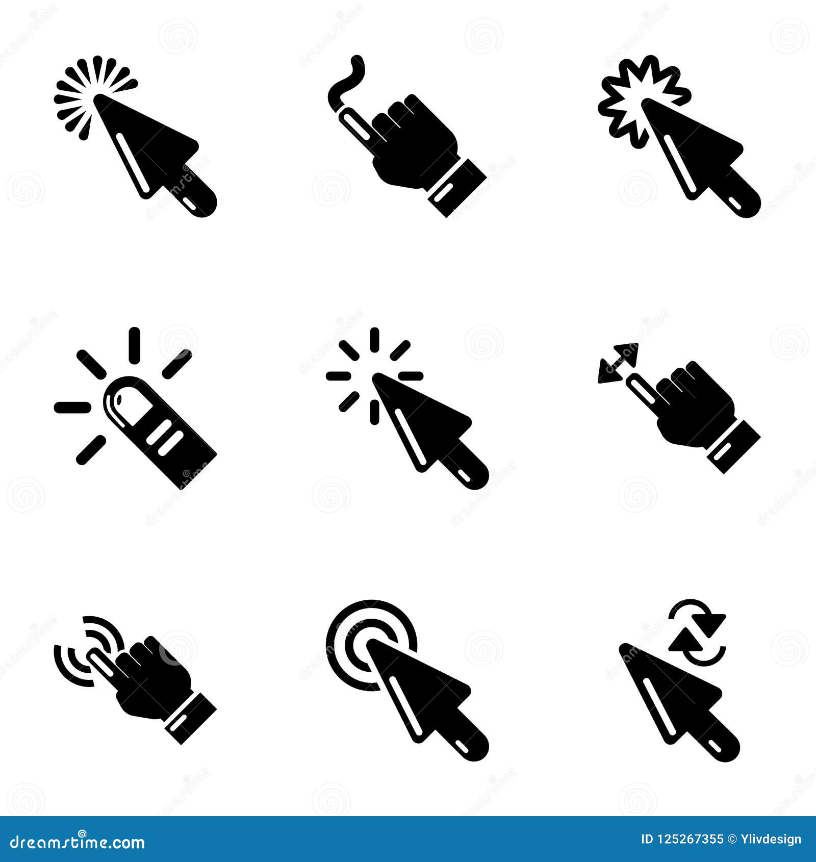 Button Click Icons Set, Simple Style Stock Vector - Illustration of ...