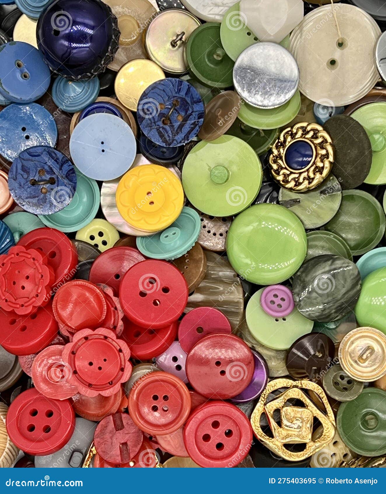 Rainbow of Buttons of Different Types and Colors. Stock Image - Image ...
