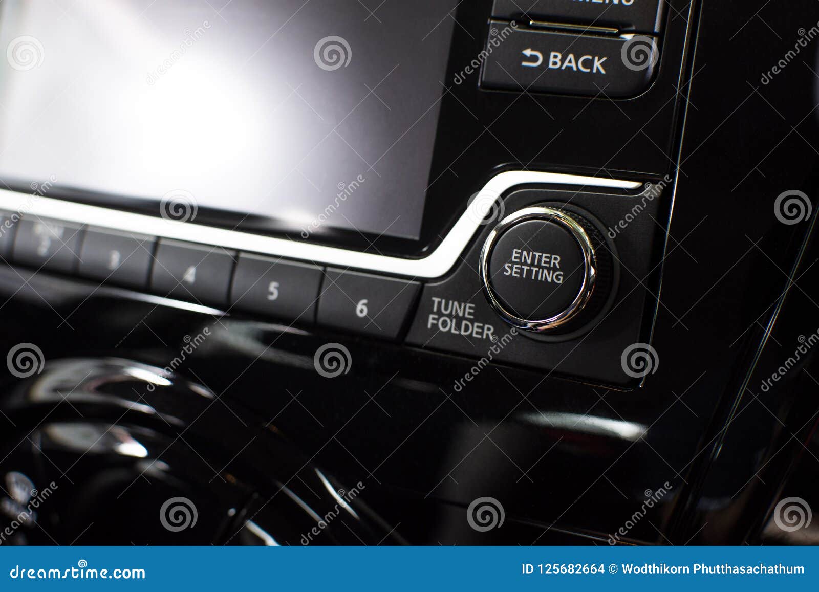 Button Control of Audio Multimedia Control Panel in Car. Stock Photo ...