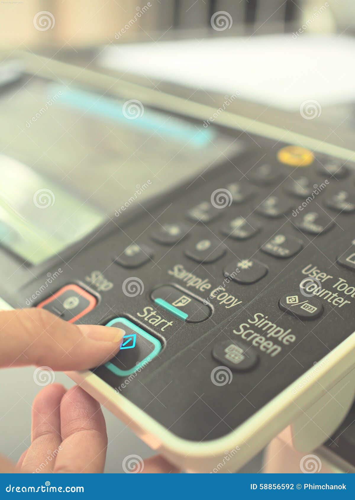Button on copy machine stock photo. Image of interface - 58856592