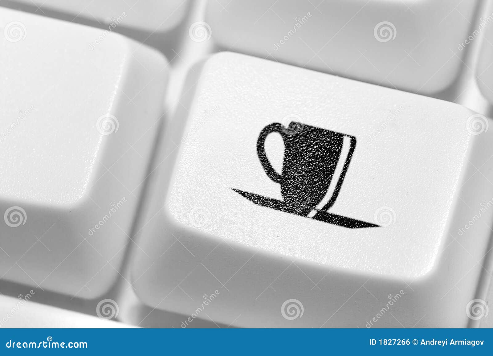 Button Cup of Coffee on the Keyboard. a Stock Photo - Image of lunch ...