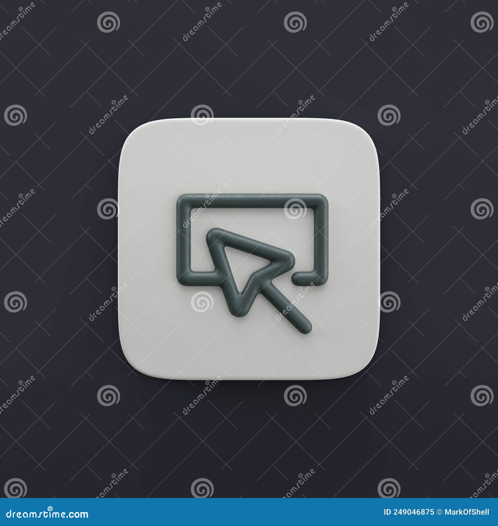 Button 3d Icon, Outilne Design and Development Icon in Grey Color on a ...