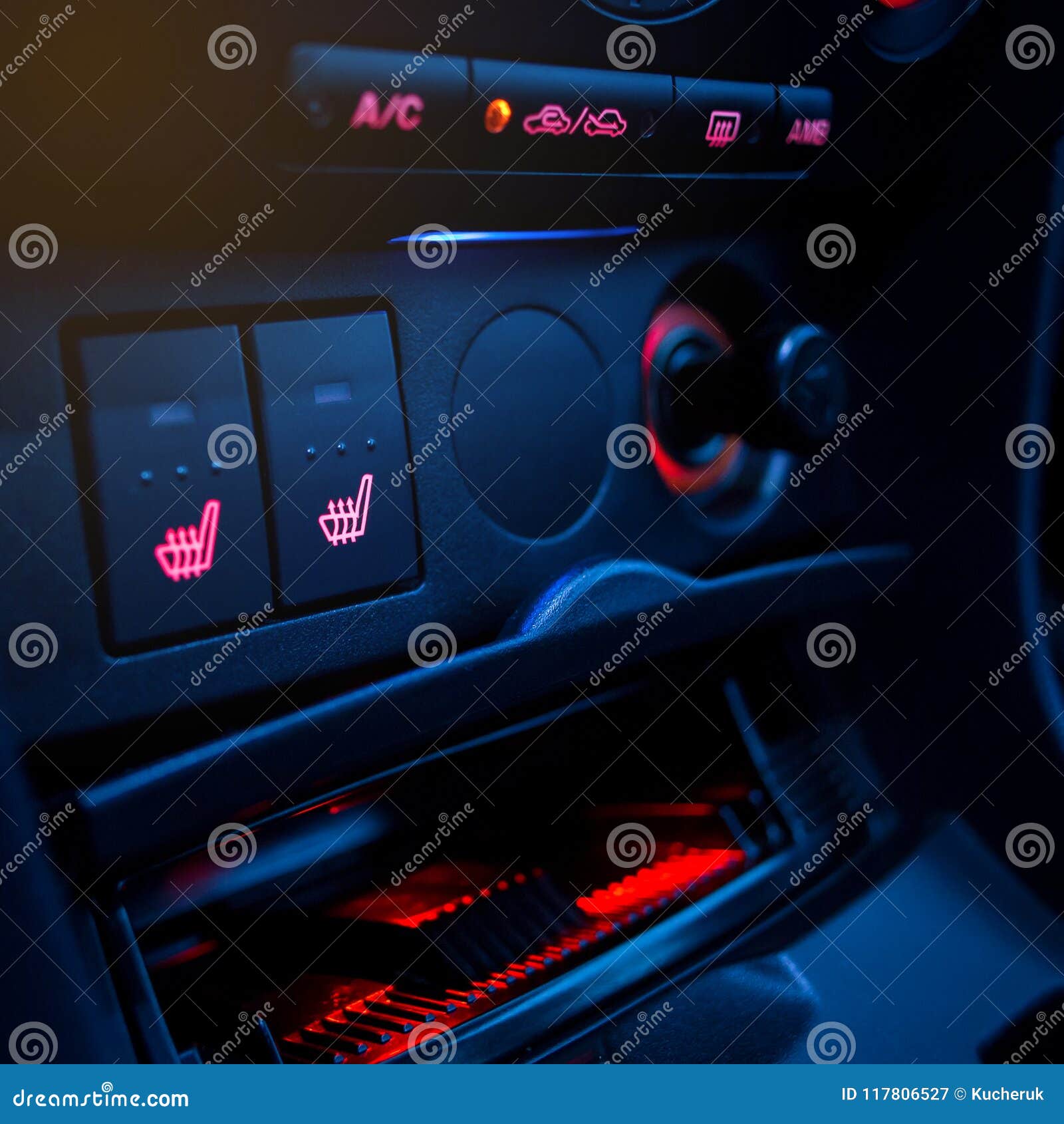 Button on Dashboard in Modern Car Panel. Stock Image - Image of ...