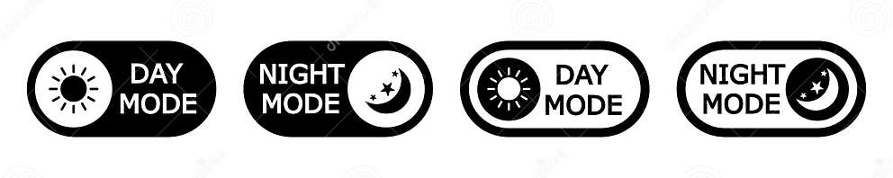 Button with Day and Night Mode. Dark and Light Switch Vector Icon ...