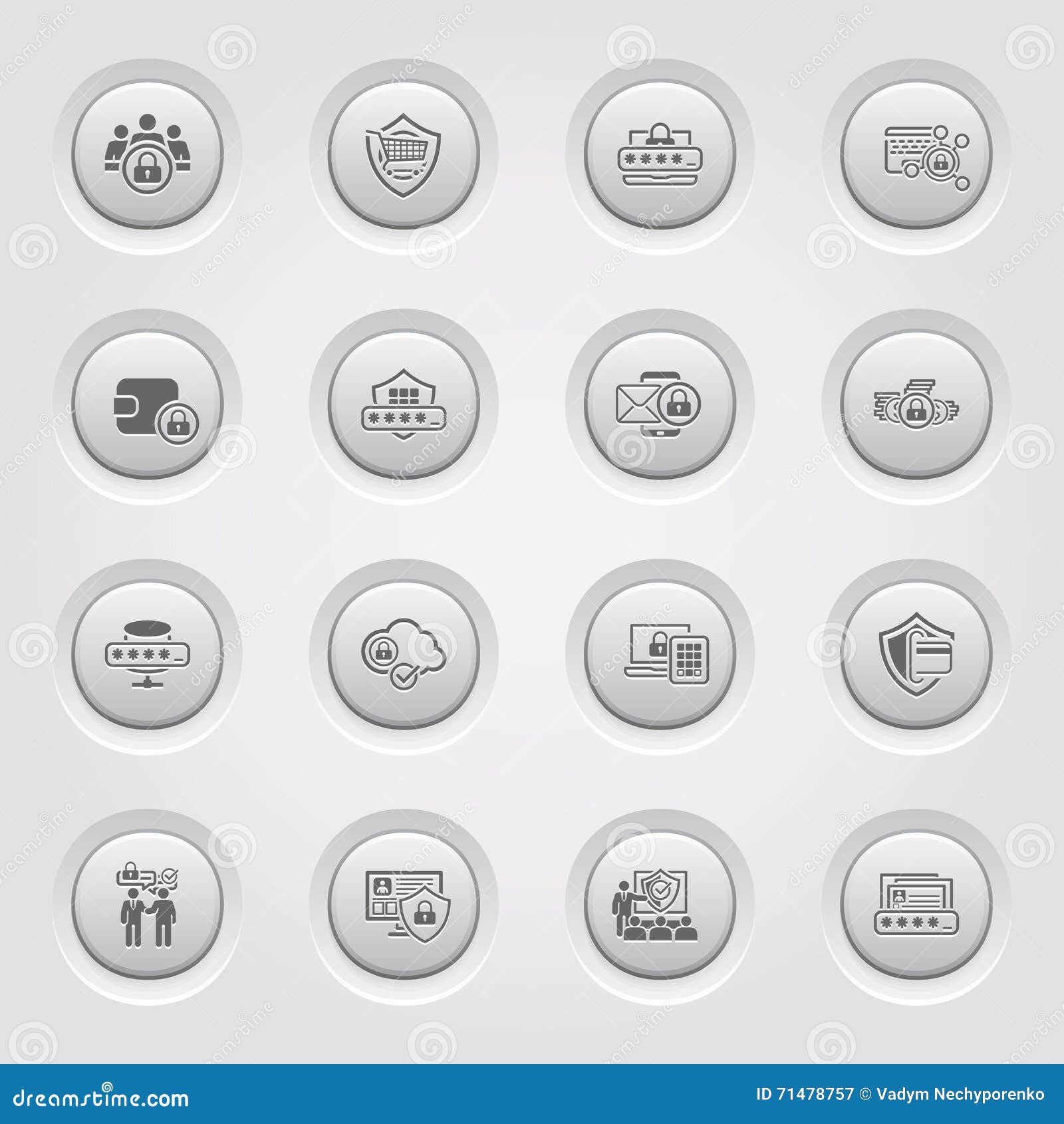 Button Design Protection and Security Icons Set Stock Vector ...