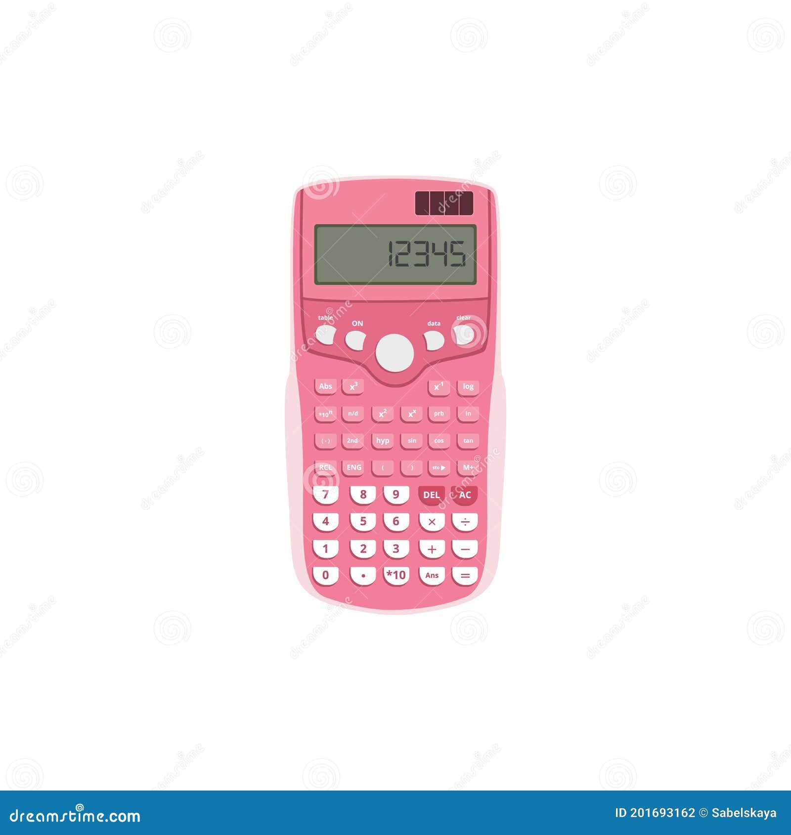Button Digital Calculator in Pink Case Flat Vector Illustration ...