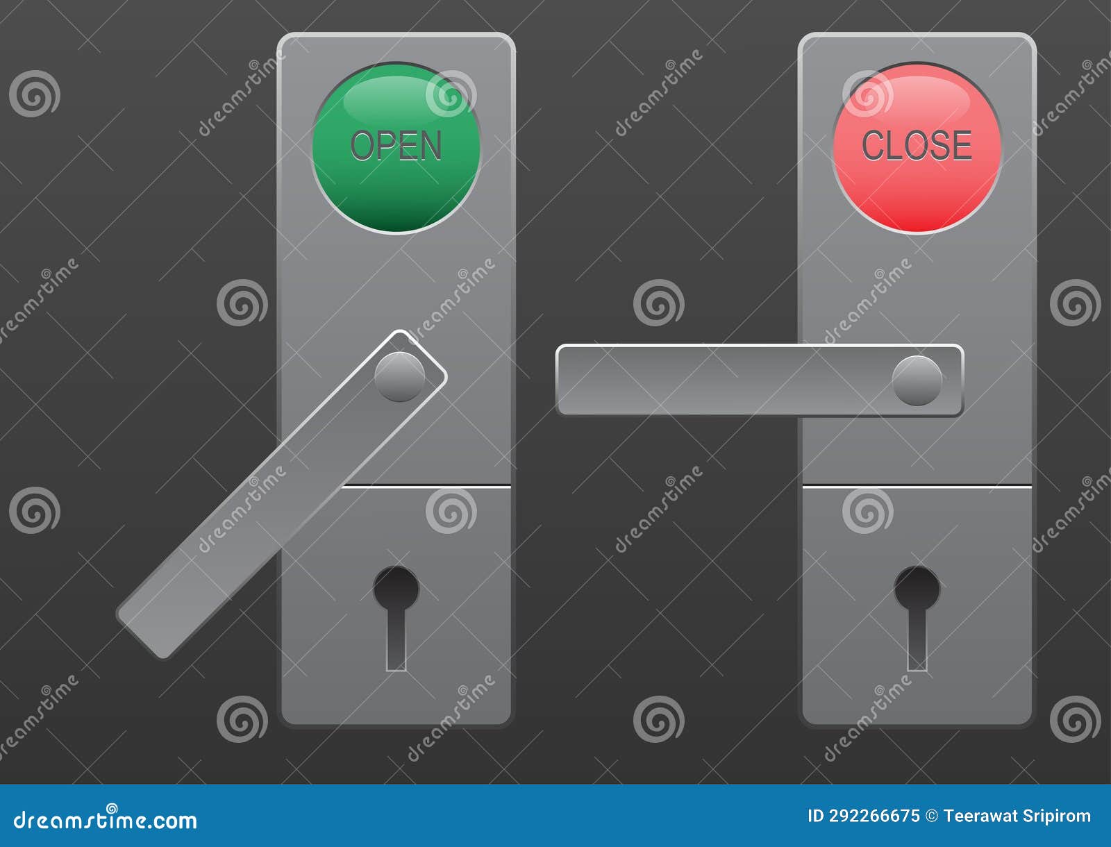 Button Door Handle Key Lock with Open and Close Sign Stock Vector ...