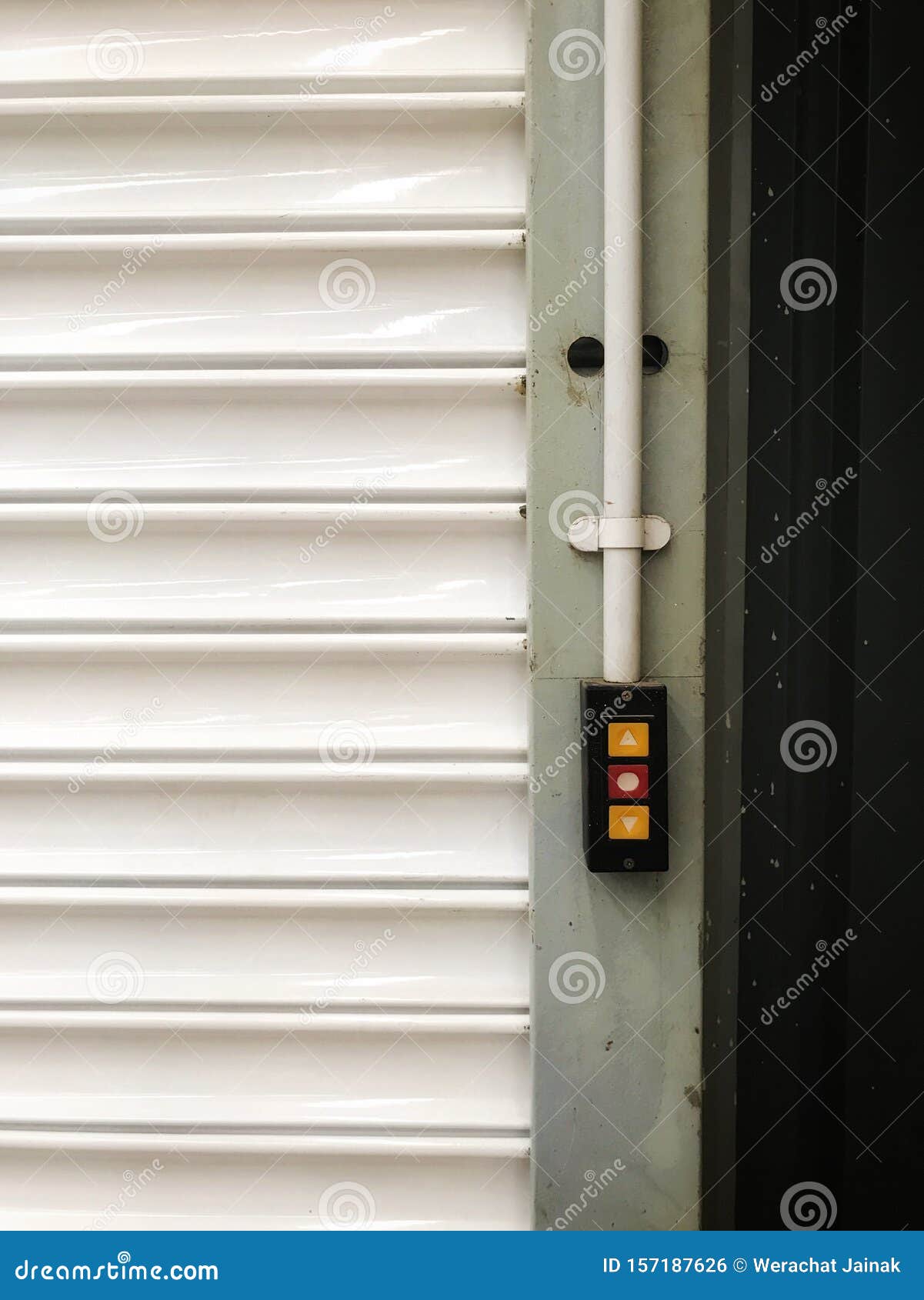 Button Electric Switch of Roller Shutter Door Stock Photo - Image of ...