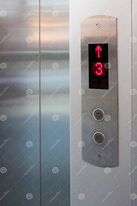 The Button for the Elevator and the Screen with a Number Shows the ...