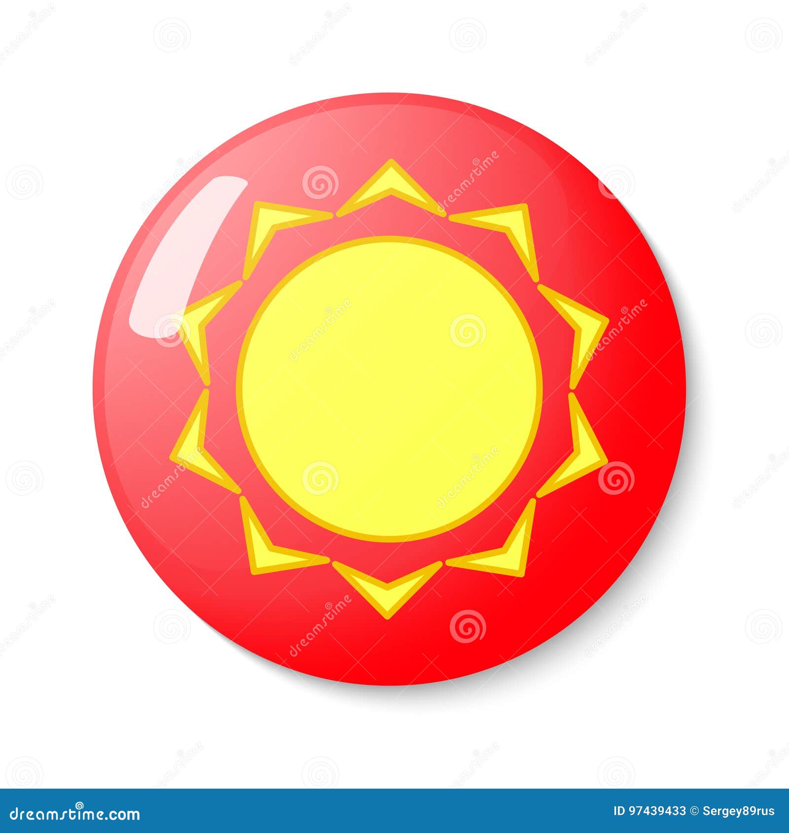Button with the Emblem of the Sun. Stock Vector - Illustration of ...
