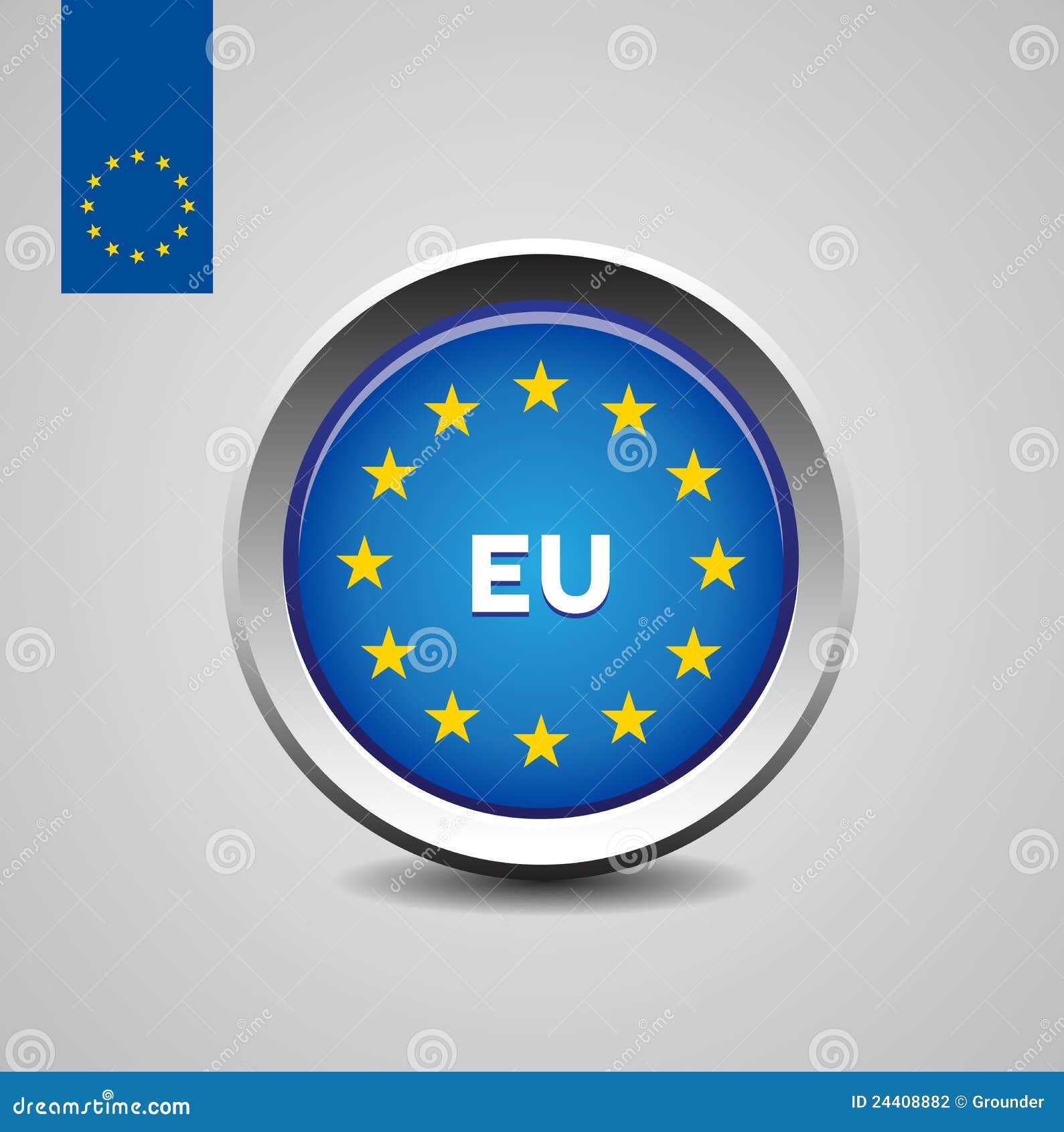 Button with European Union Flag EU Stock Vector - Illustration of ...