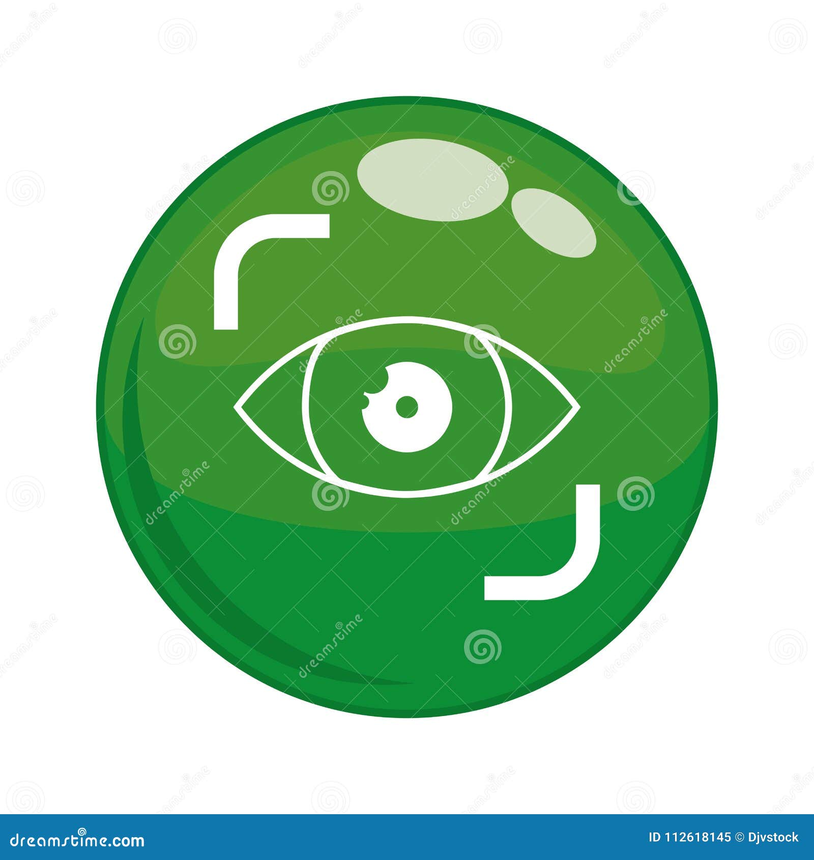 Button with eye human icon stock vector. Illustration of emblem - 112618145