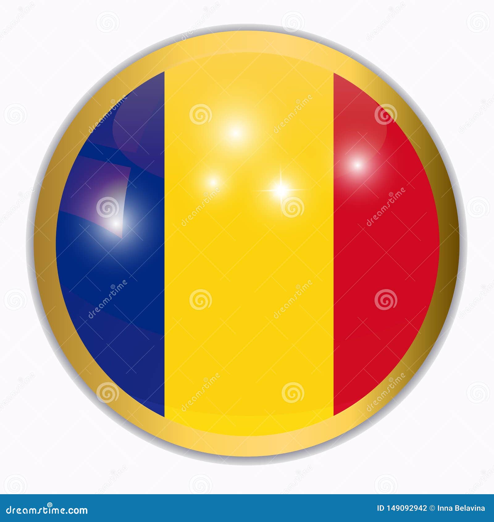 Button with Flag of Romania. Illustration. Stock Illustration ...