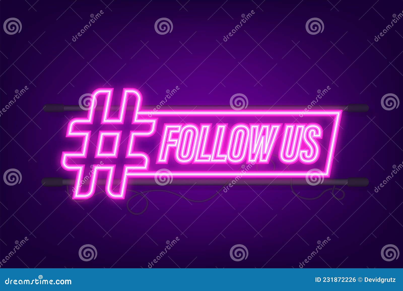 Button Follow Us on Dark Background. Neon Icon Stock Vector ...