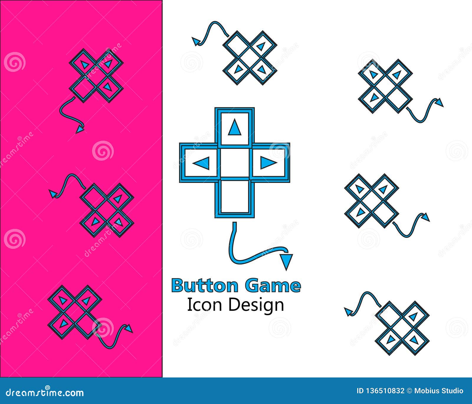 Button Game Icon Design Flat Style for Application or Web Stock Vector ...